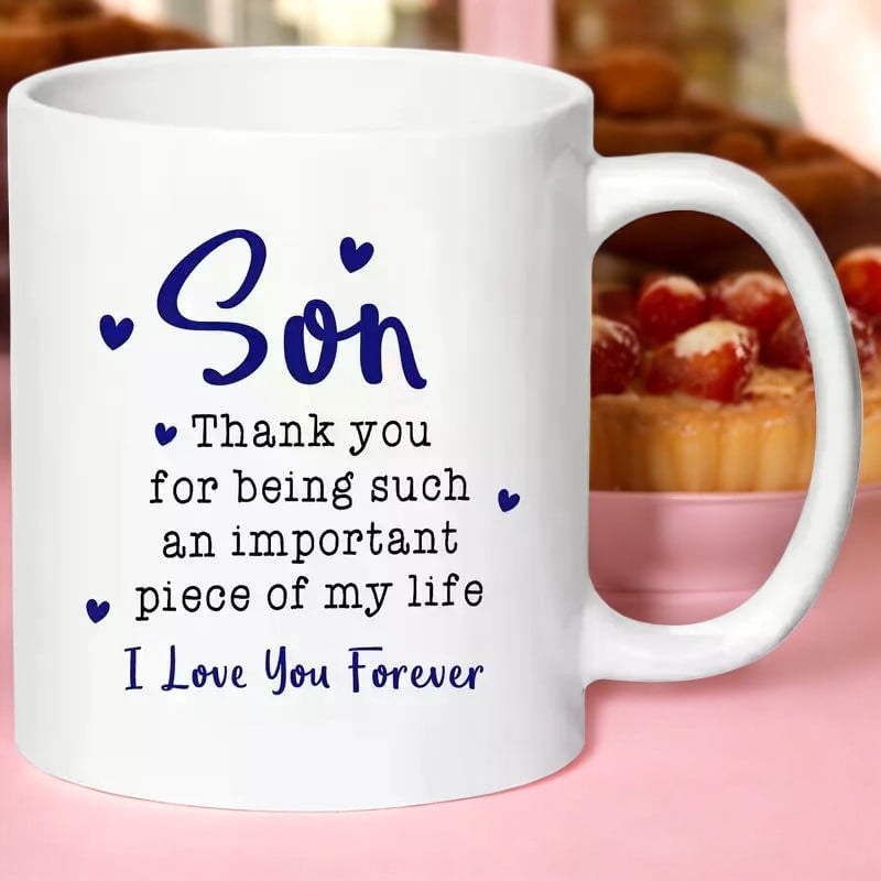 Purple Iris 11oz White Ceramic Coffee Mug for Son "Son, Thank You for ...