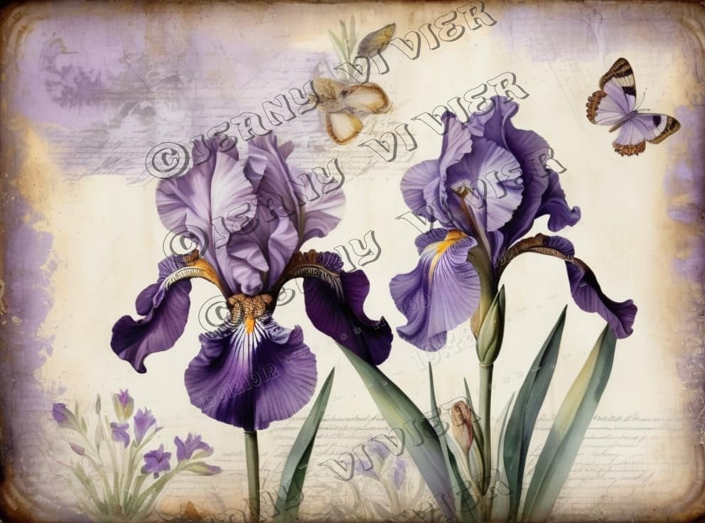 Purple Iris Flower Retro Aluminum Sign 12"x16" Metal Sign Iris Flower ...