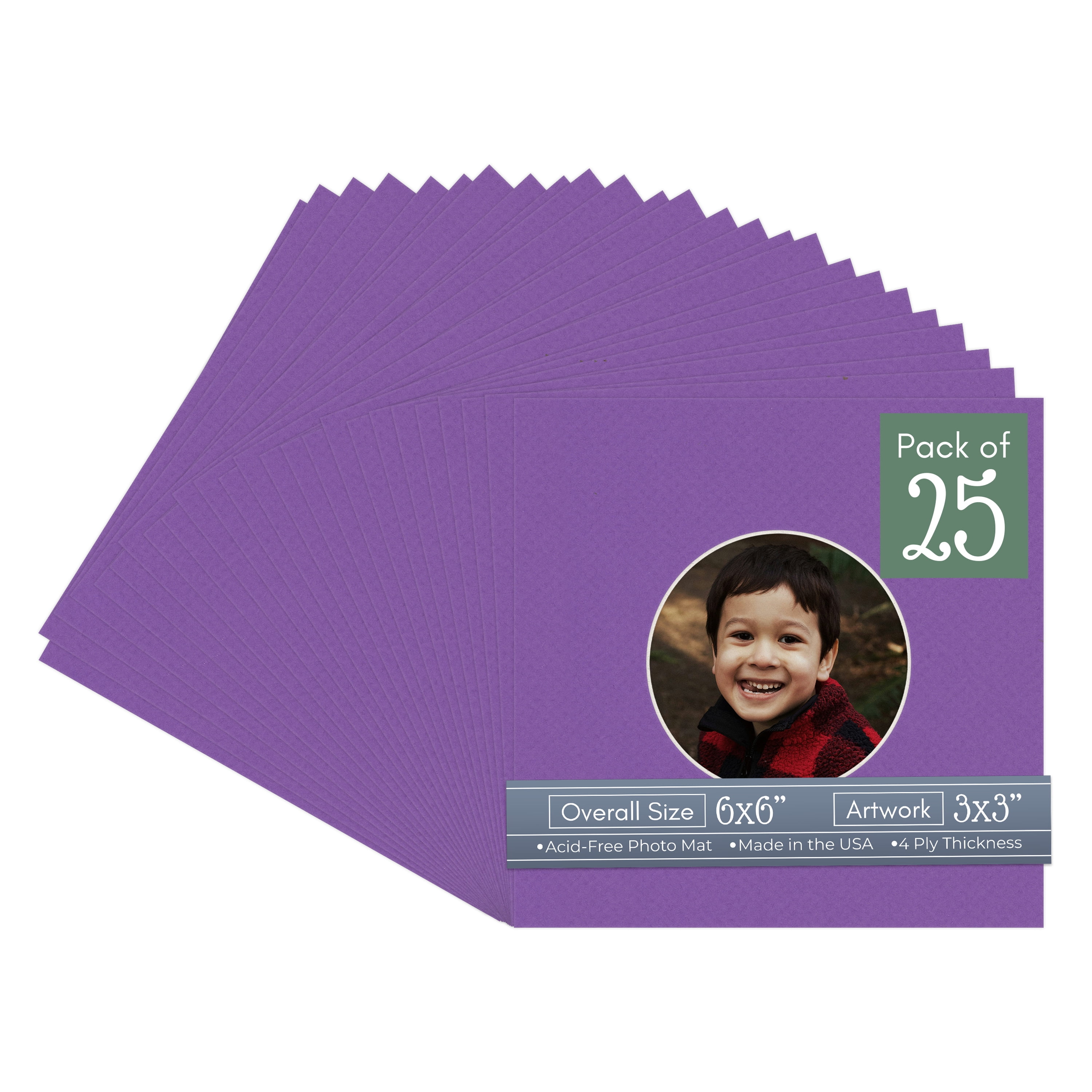 Purple Iris Picture Frame Mat for 6x6 Frames - Circle Opening for 3x3 ...