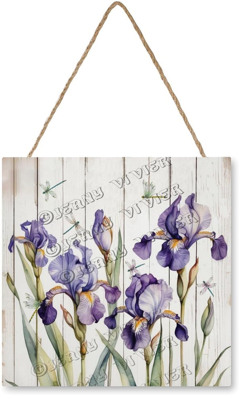 Purple Iris Wooden Sign Purple Iris Hanging Wood Plaques Vintage ...