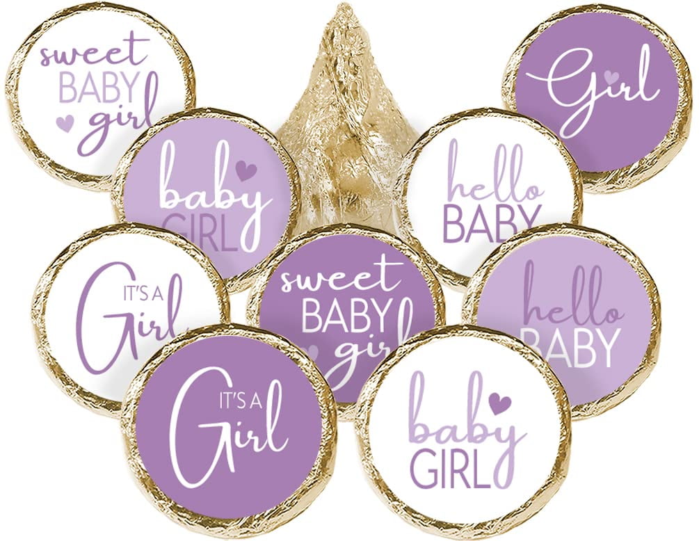 Purple It's a Girl Baby Shower Chocolate Kisses Party Favor Candy ...