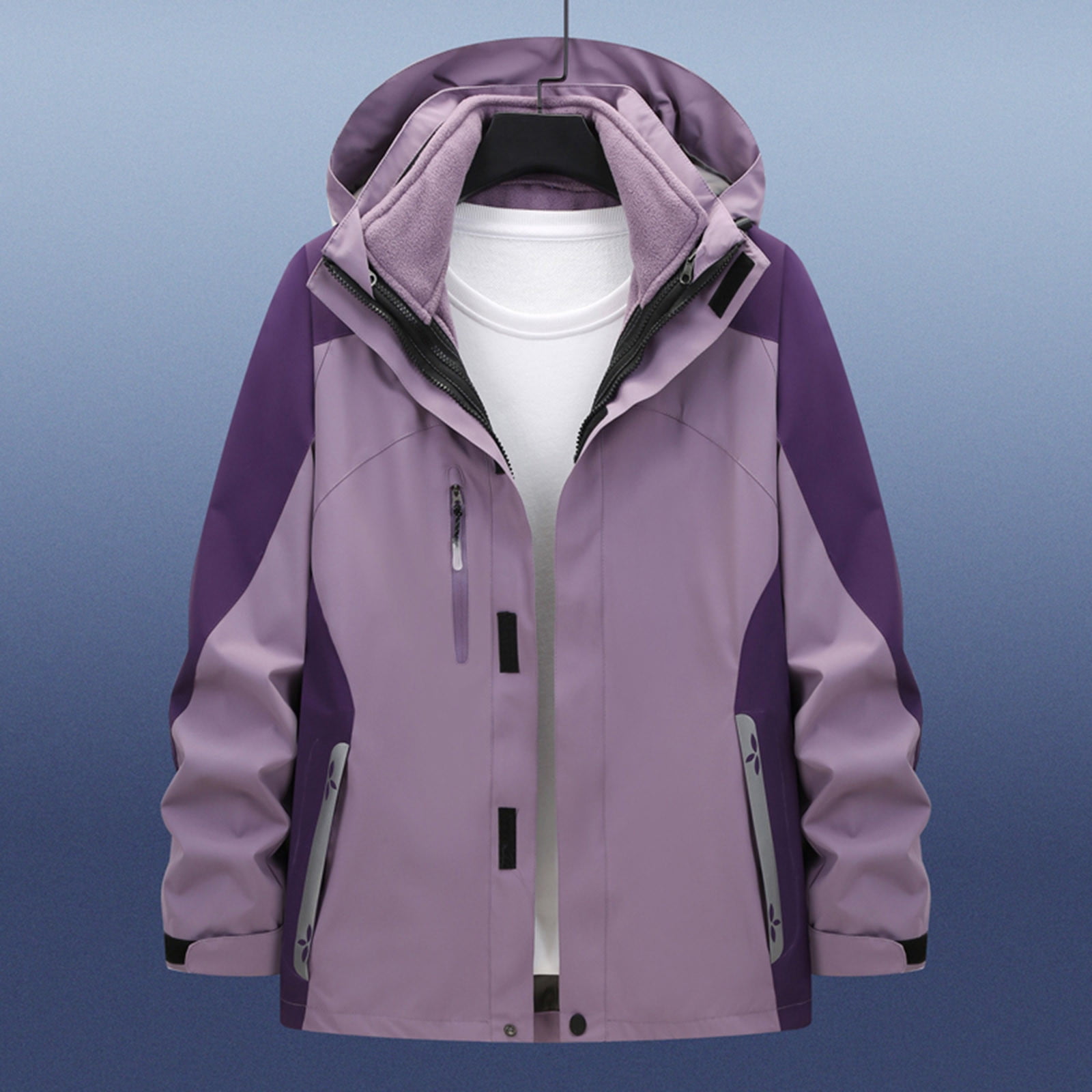 Purple Jacket Men Hooded Zip Up Waterproof Rain Jacket Windbreaker ...