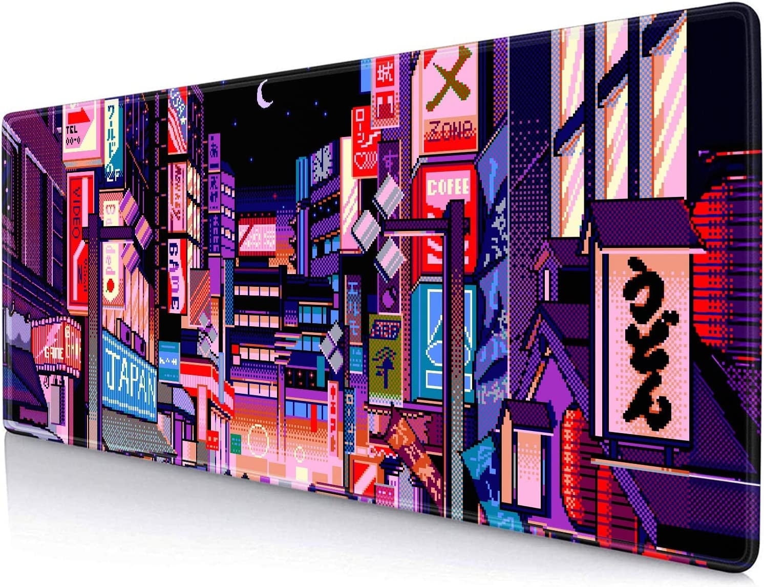 Purple Japanese Anime Desk Mat for Desktop, Pink Retro Tokyo Large ...