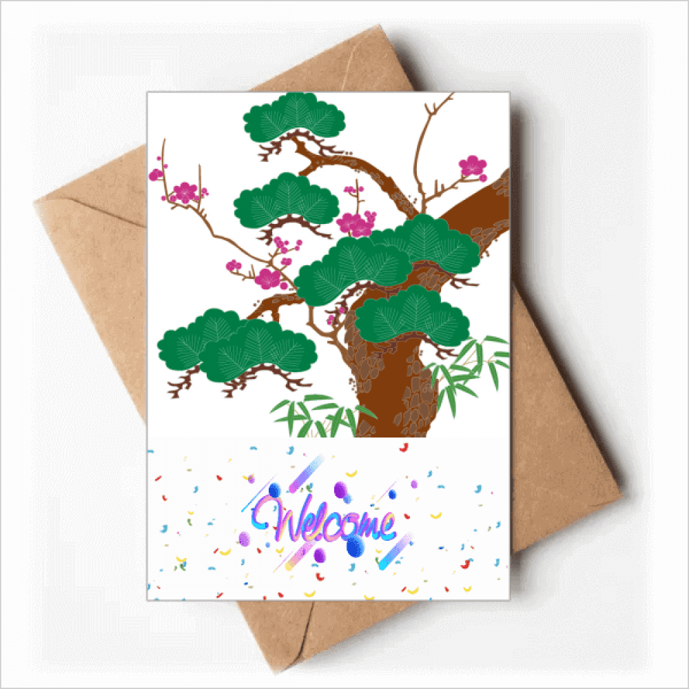Purple Japanese Culture Green Tree Welcome Back Greeting Cards ...
