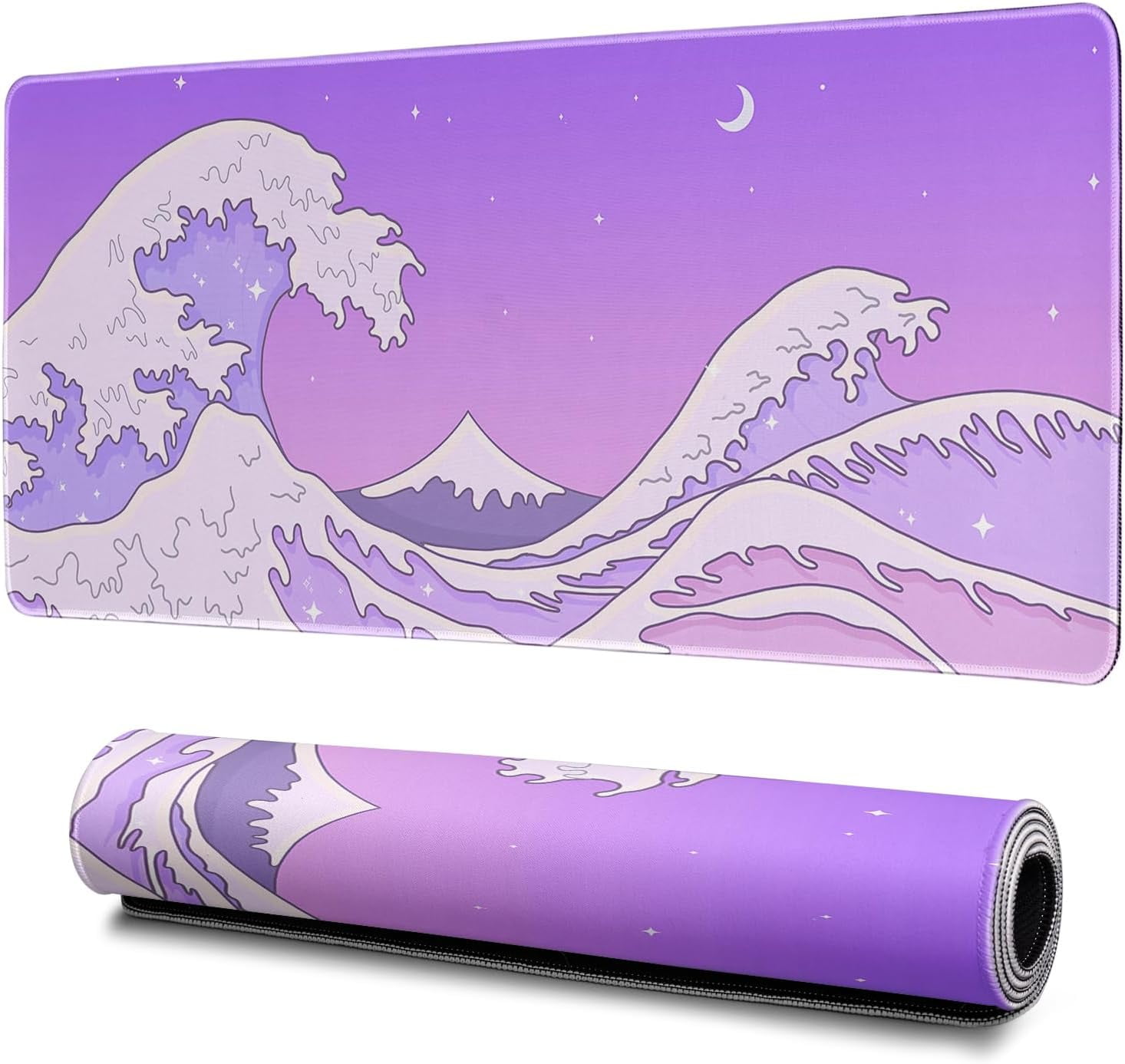 Purple Japanese Sea Wave Gaming Mouse Pad Large Mouse Pad for Keyboard ...