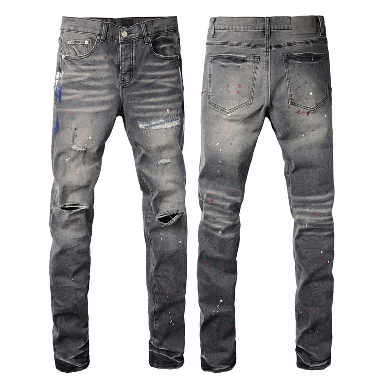 Purple Jeans Slim Fit Brand Jeans Ripped Stretch Men's Jeans Casual ...