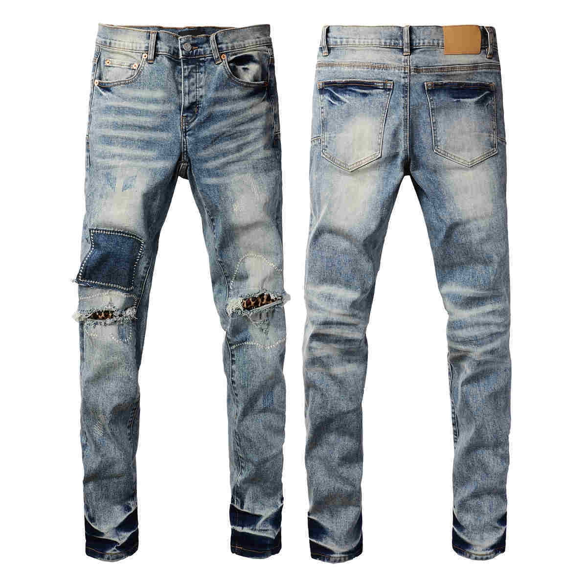 Purple Jeans brand Jeans Men's Jeans Casual Comfort Holes Fashionable Straight Ripped Stretch ...