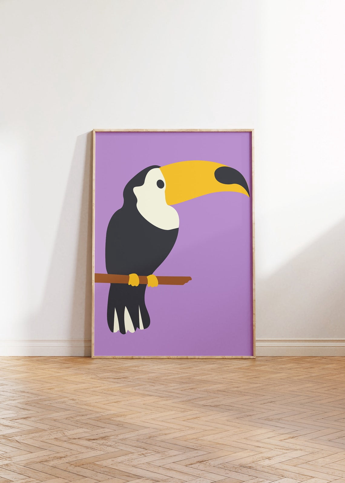 Purple Jungle Toucan Illustration Wall Art, Unframed Canvas Size 8x12 ...