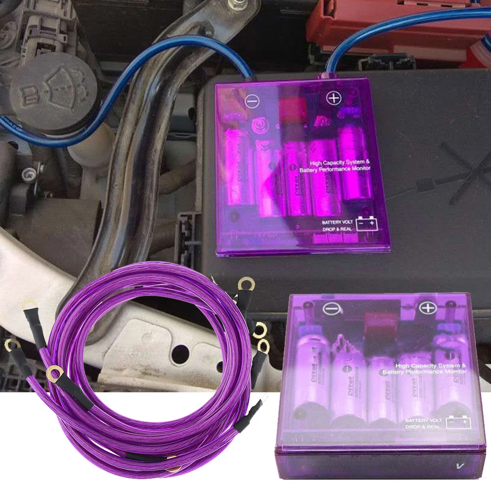 Purple Kit-Universal Car Voltage Stabilizer Kit, Fuel Saver, Digital ...