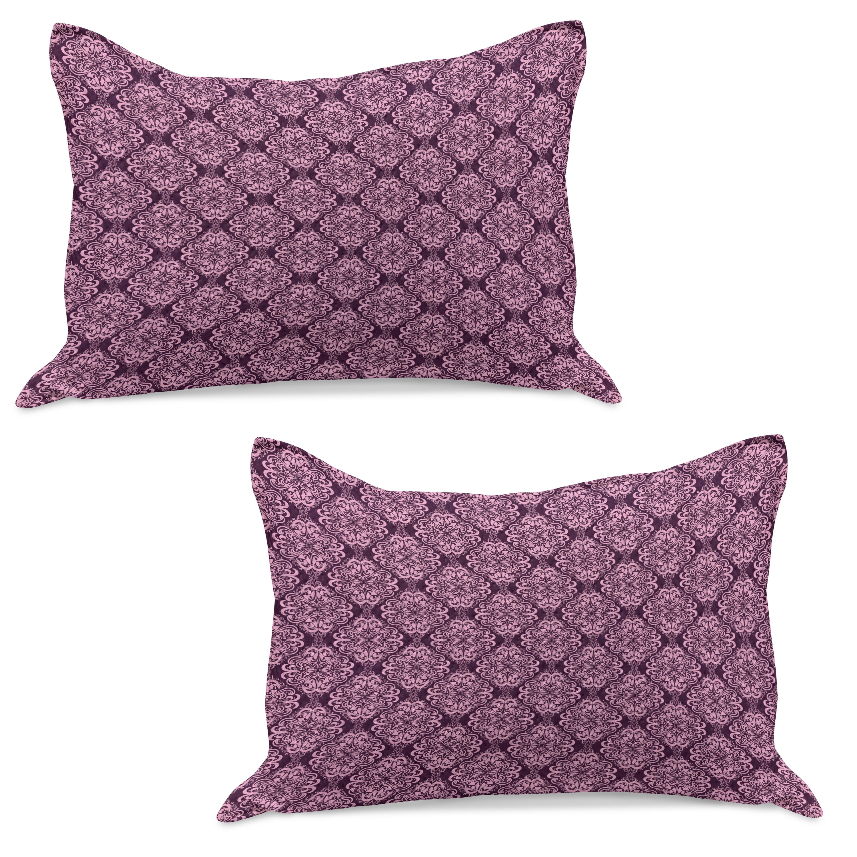 Purple Knitted Quilt Pillowcover Set of 2, Victorian Romantic Damasked ...