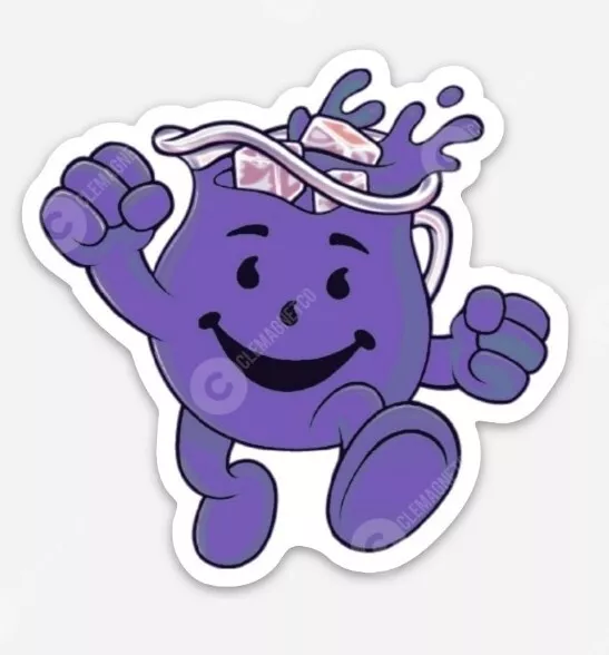 Purple Kool Aid Man Grape Sticker - Oh Yeah Laptop Surfboard Sticker ...