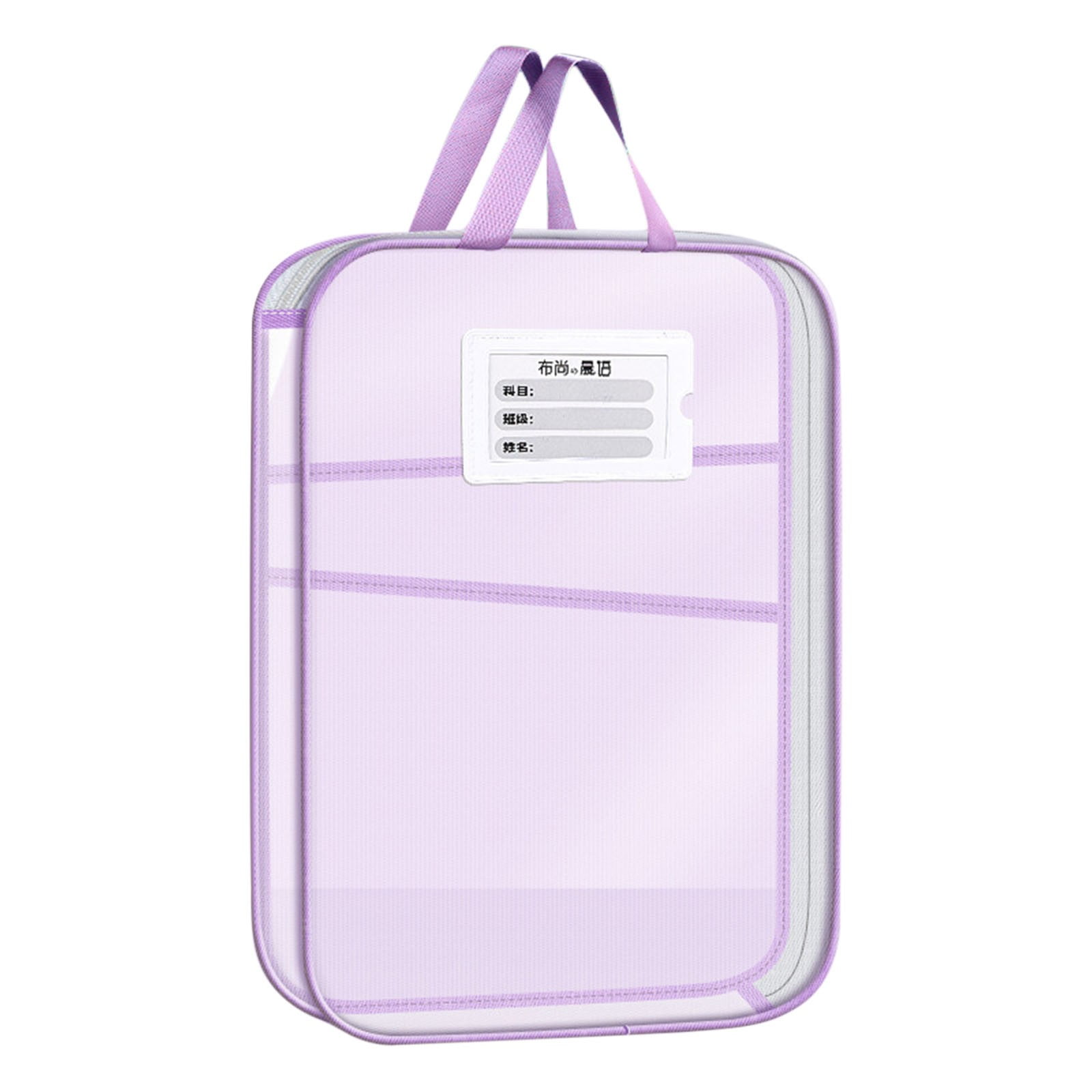 Purple L Shaped Mesh Subject Bag Transparent File Organizer With Zipper ...