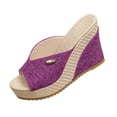 Purple Ladies High Heel Slippers Summer Round Toe Lightweight Versatile ...