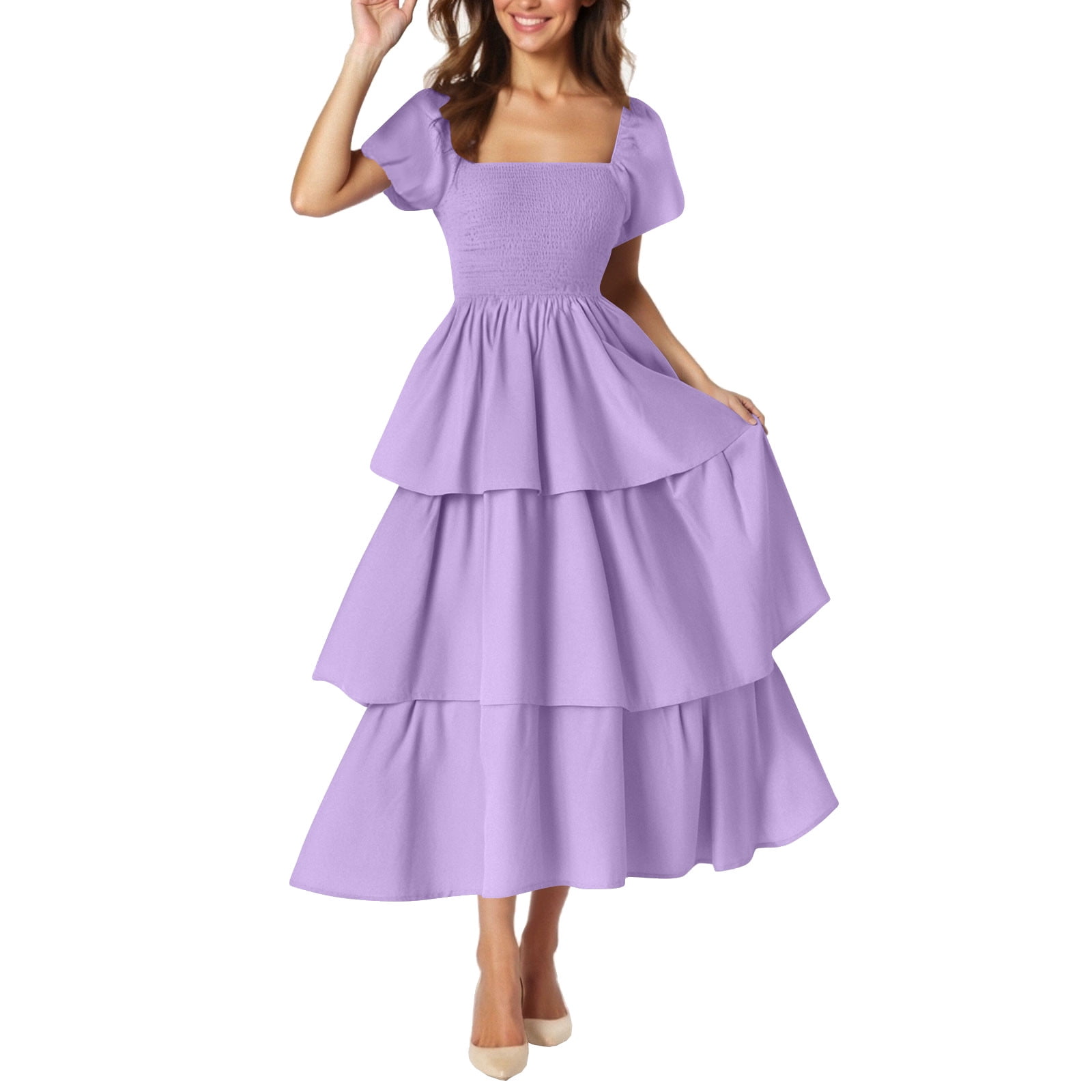 Purple Ladies Plain Maxi Long Dresses Homecoming Dress for Juniors ...