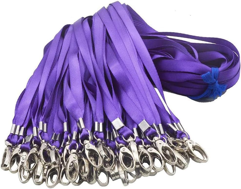 Purple Lanyards Bulk Lanyards for Id Badges 50 Pack Each 17.7-Inch ...