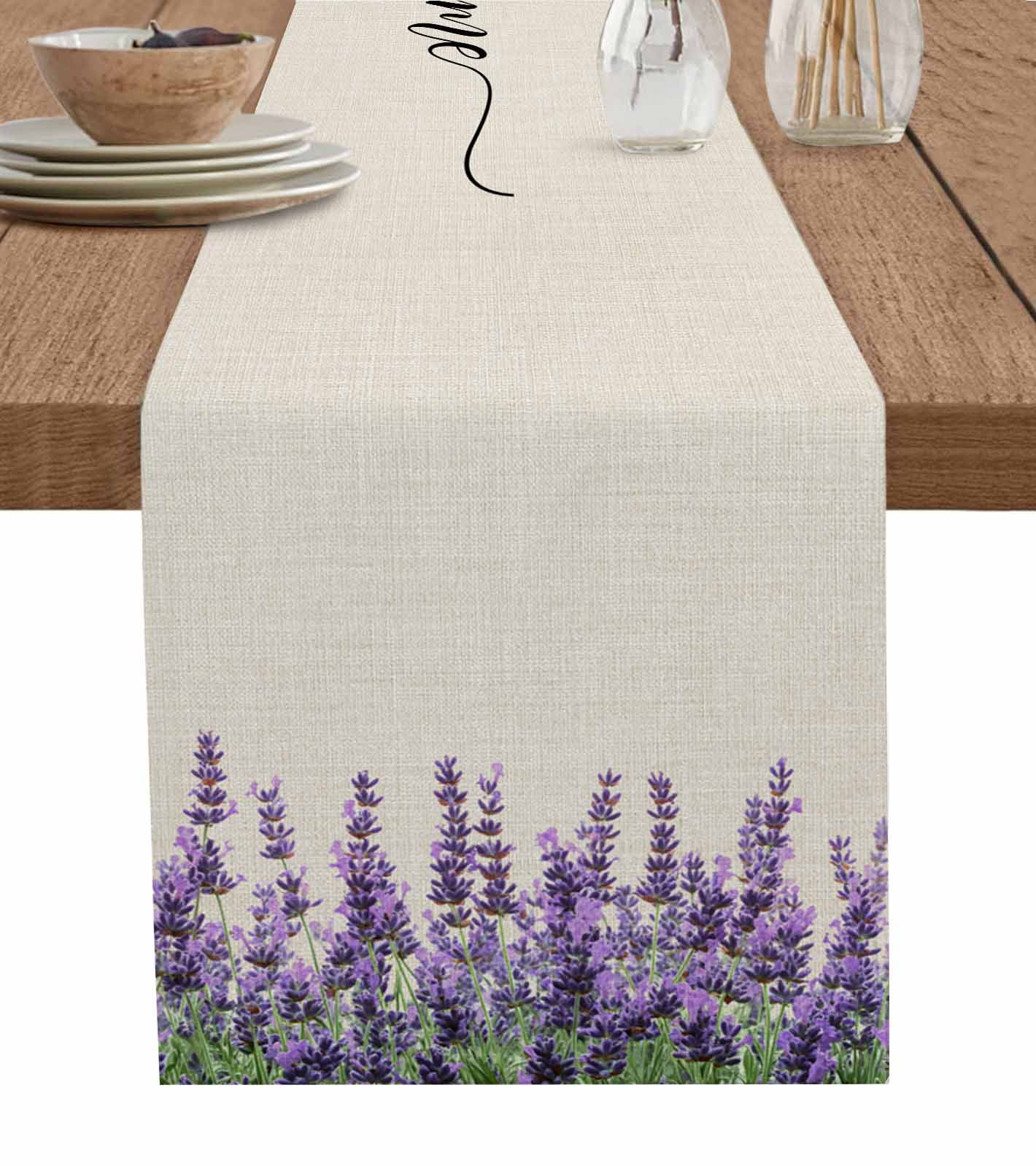 Purple Lavender Burlap Cotton Table Runner 13x48 Inches Long, Purple ...