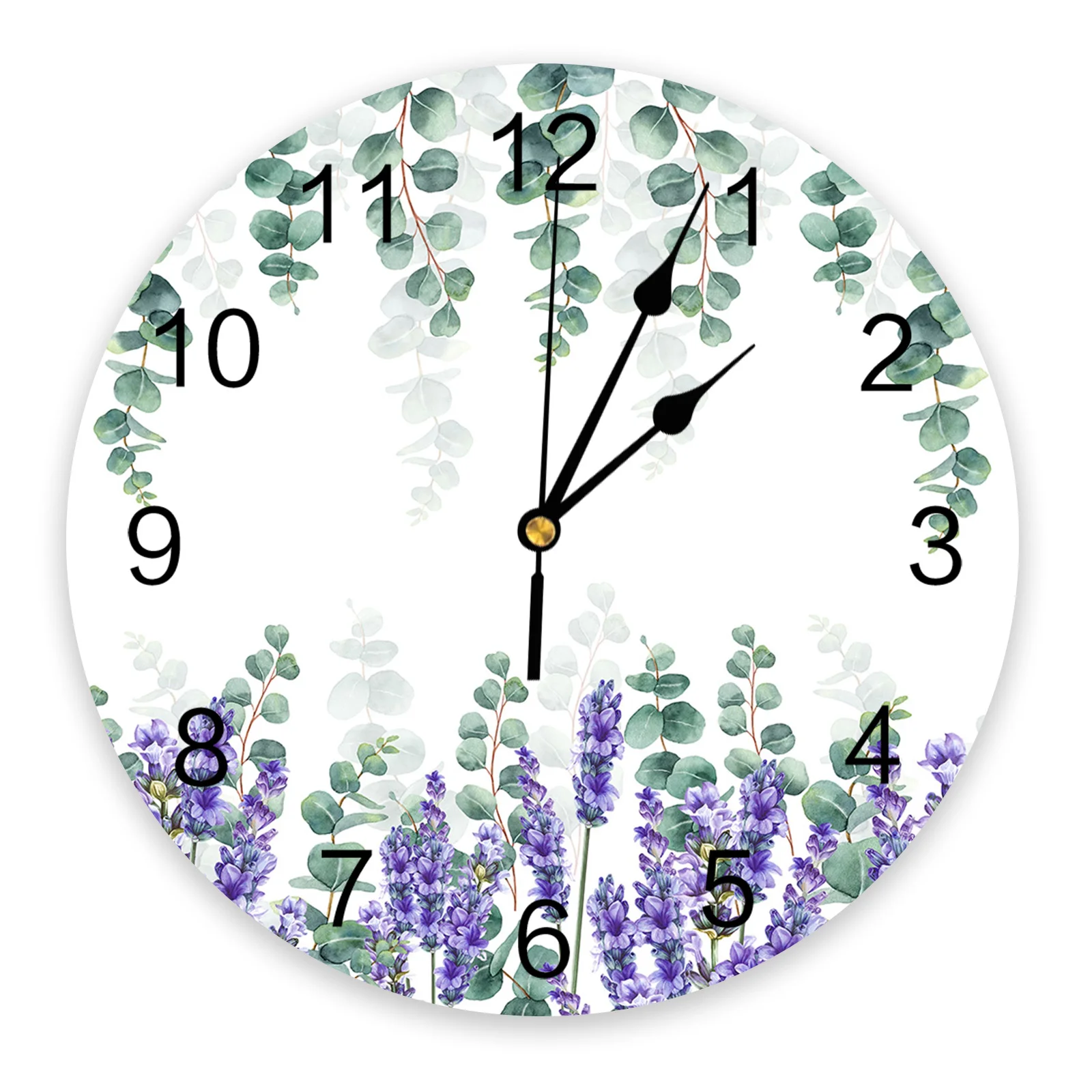 Purple Lavender Butterfly PVC Wall Clock Living Room Bedroom Wall ...