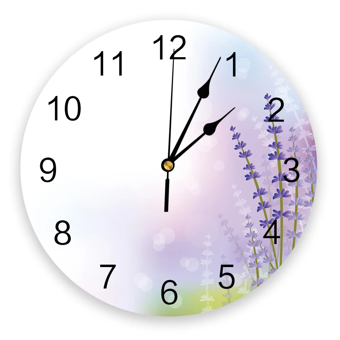 Purple Lavender Butterfly PVC Wall Clock Living Room Bedroom Wall ...