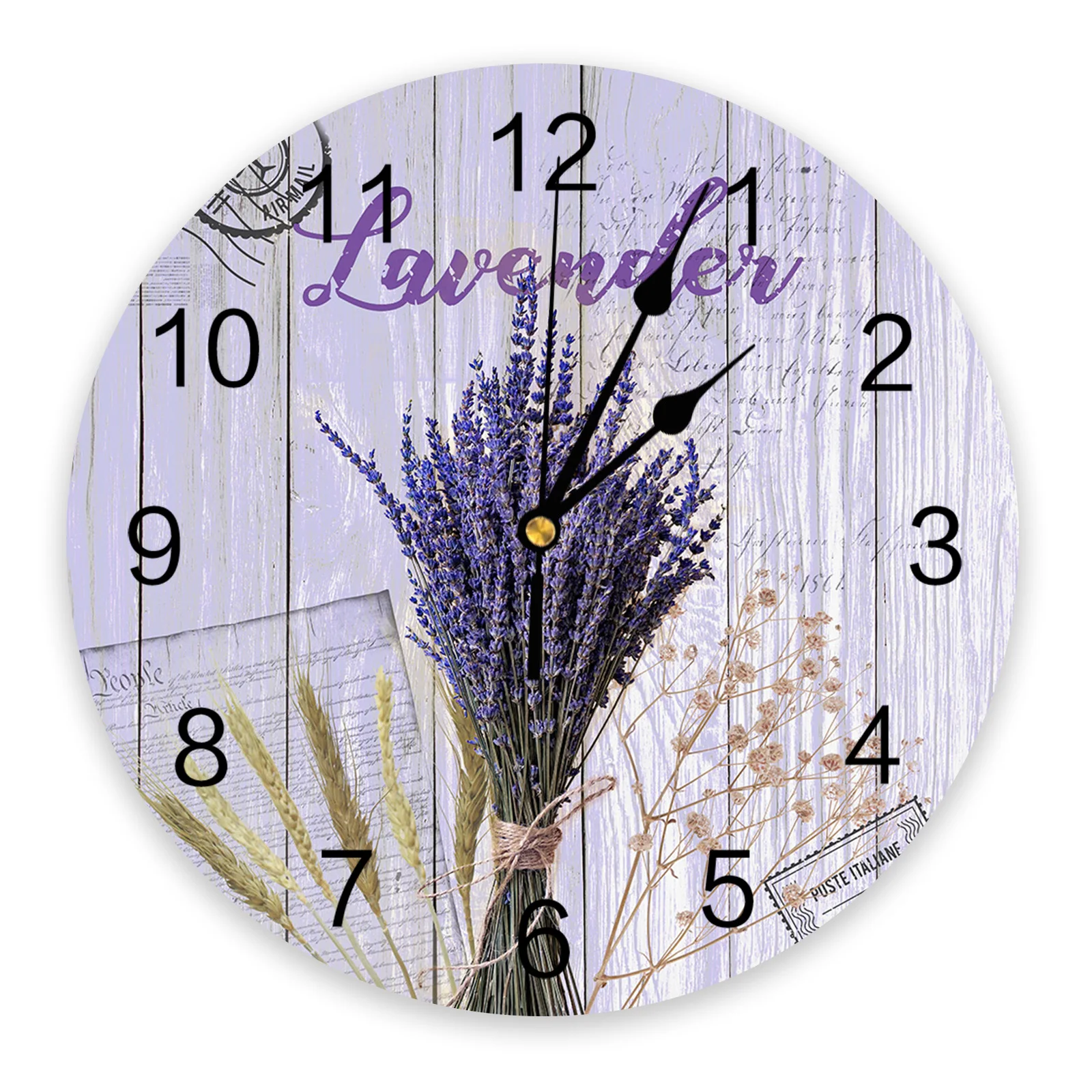 Purple Lavender Butterfly PVC Wall Clock Living Room Bedroom Wall ...