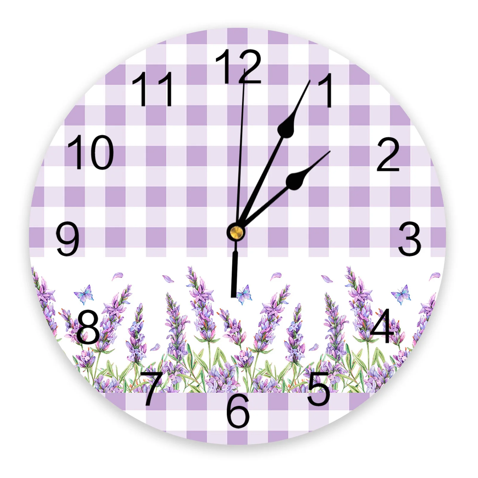 Purple Lavender Butterfly PVC Wall Clock Living Room Bedroom Wall ...