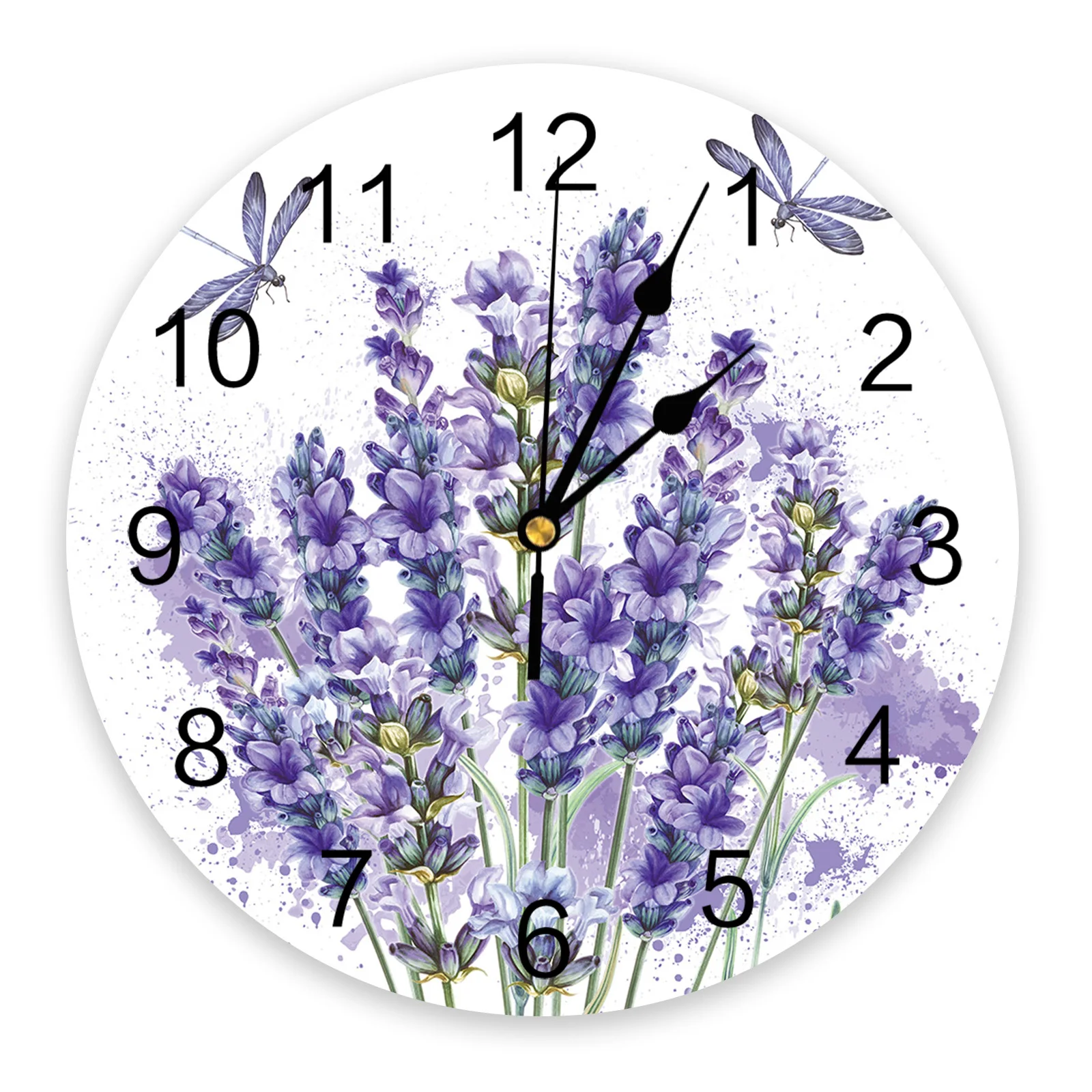 Purple Lavender Butterfly PVC Wall Clock Living Room Bedroom Wall ...