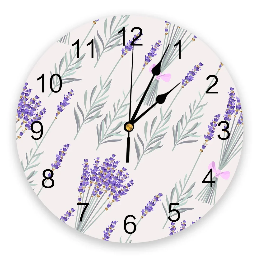 Purple Lavender Butterfly PVC Wall Clock Living Room Bedroom Wall ...
