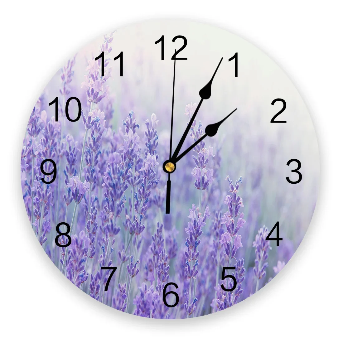 Purple Lavender Butterfly PVC Wall Clock Living Room Bedroom Wall ...
