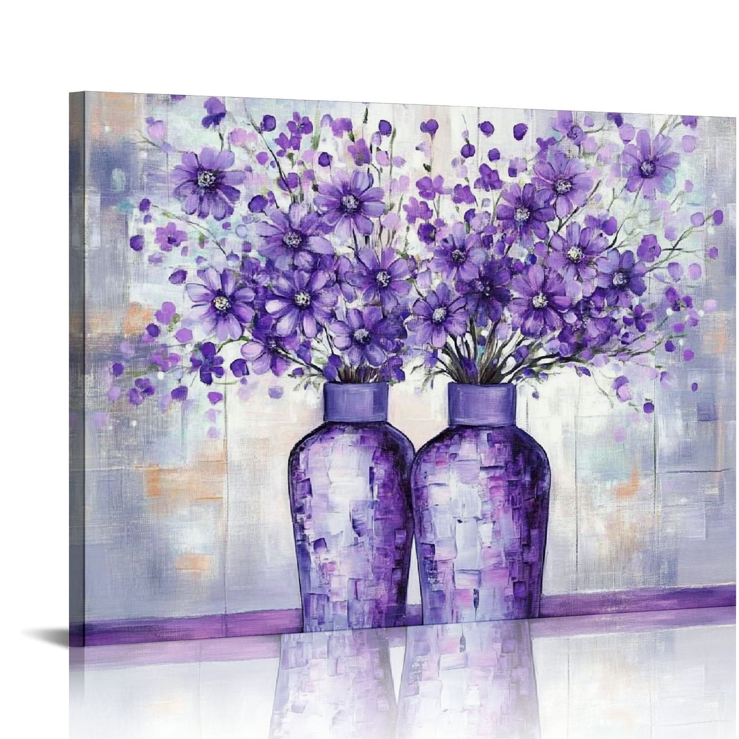 Purple Lavender Canvas Wall Art Romantic Flower Picture on Wood ...