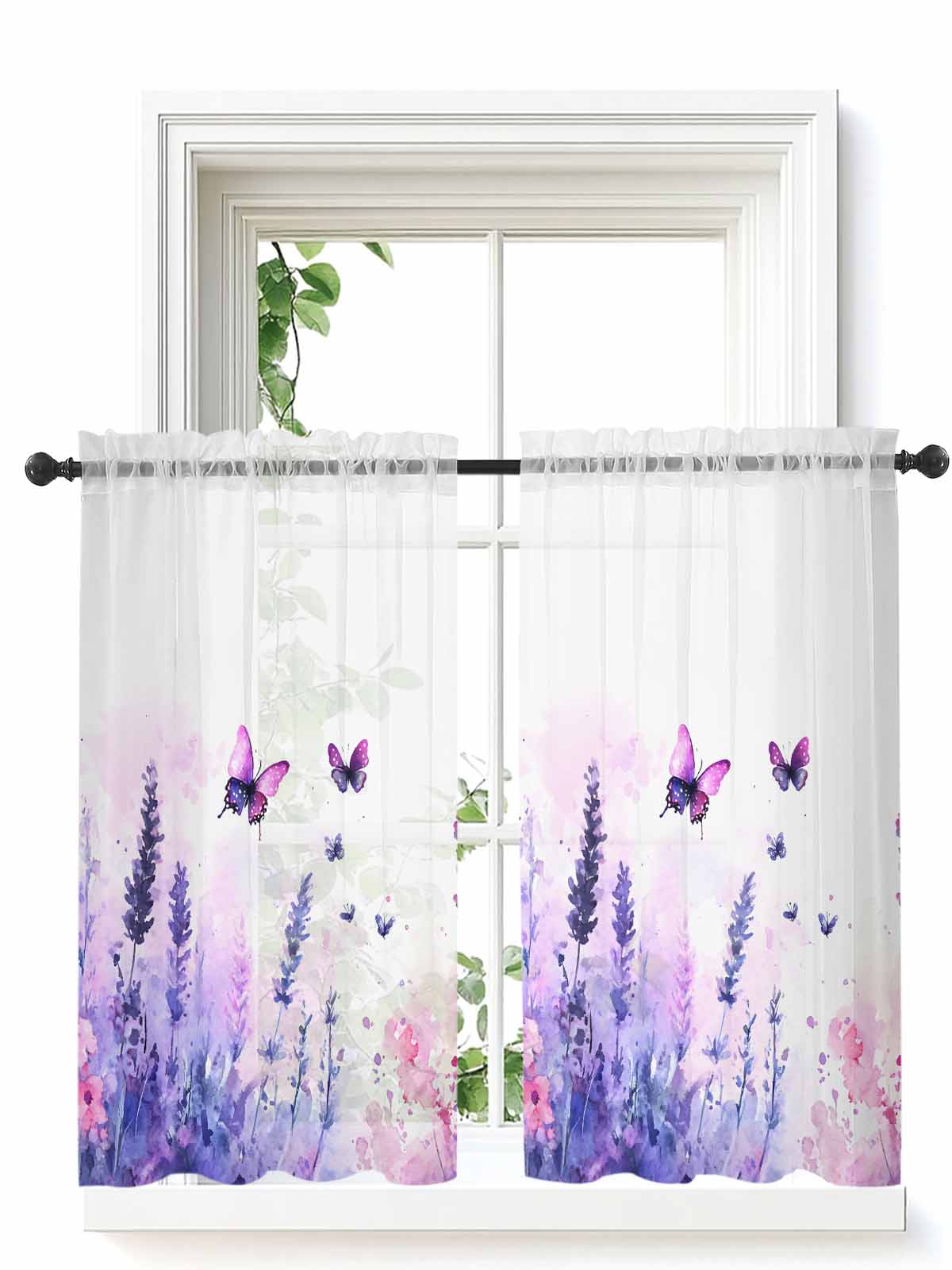 Purple Lavender Curtains 54 Inch Length, Sheer Curtains for Bedroom ...