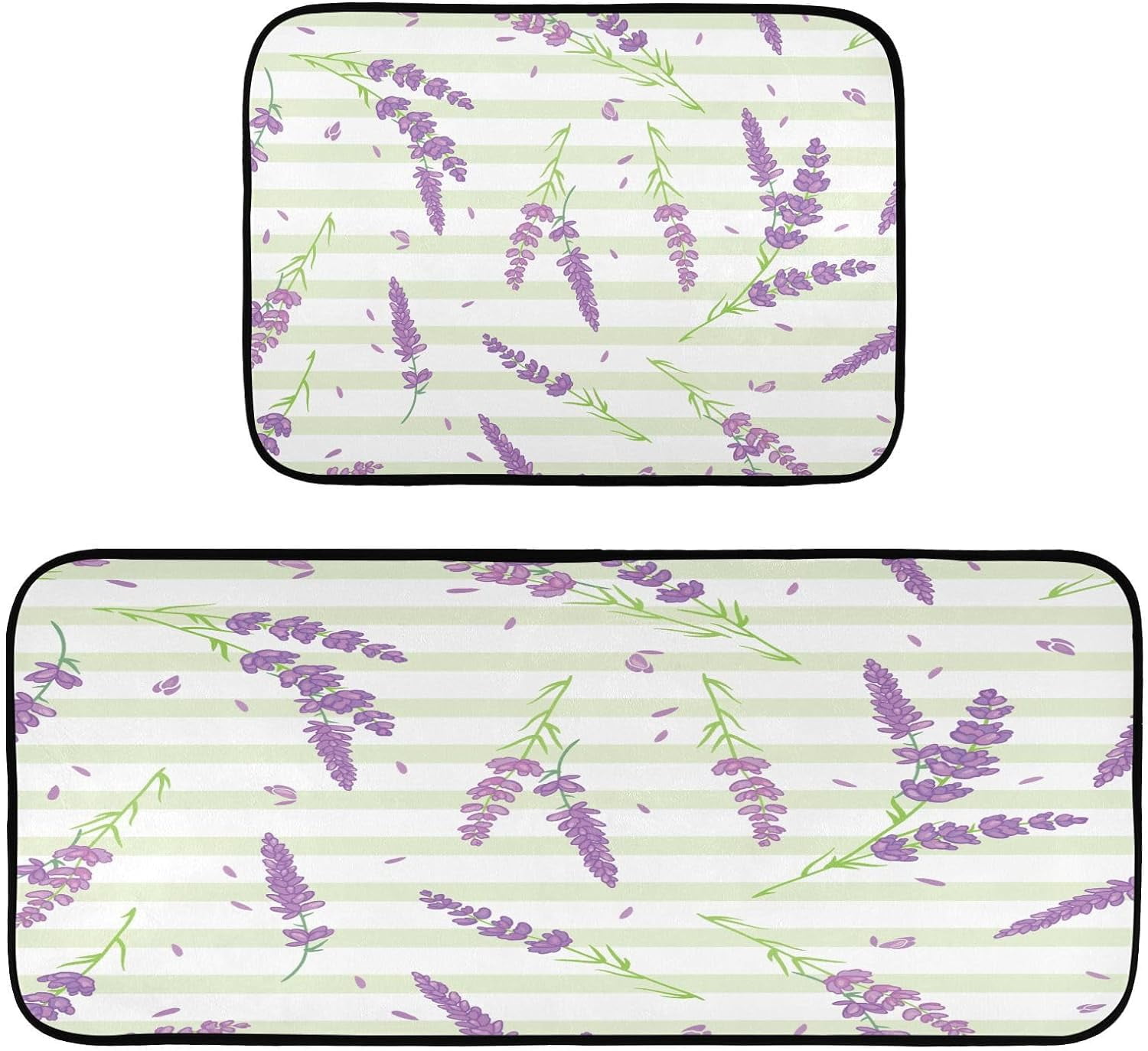 Purple Lavender Floral Kitchen Mat - Cushioned Anti Fatigue Kitchen Rug ...