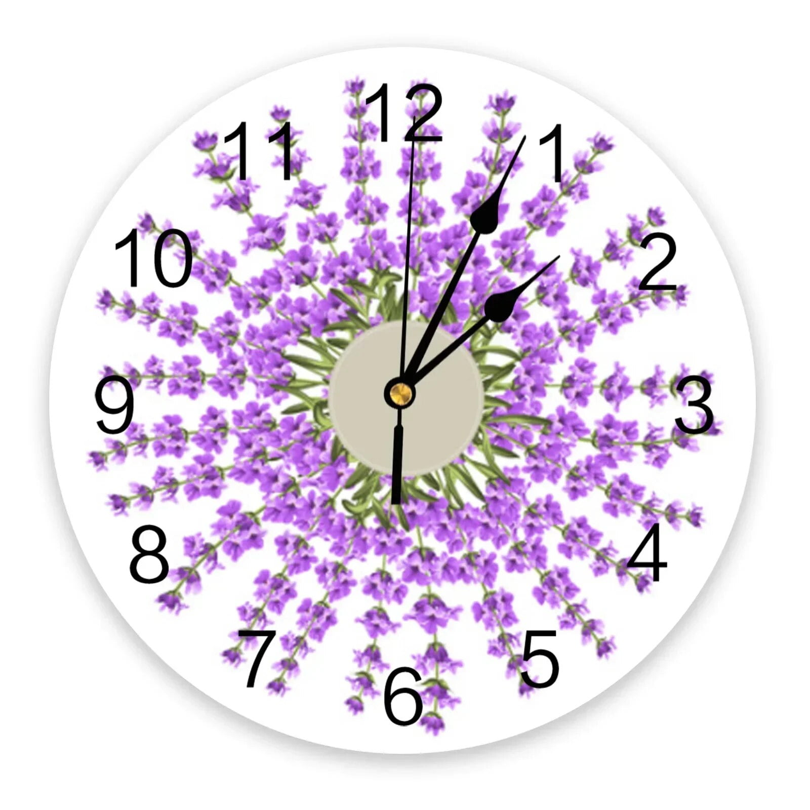 Purple Lavender Flower Wall Clock Large Modern Kitchen Dinning Round ...