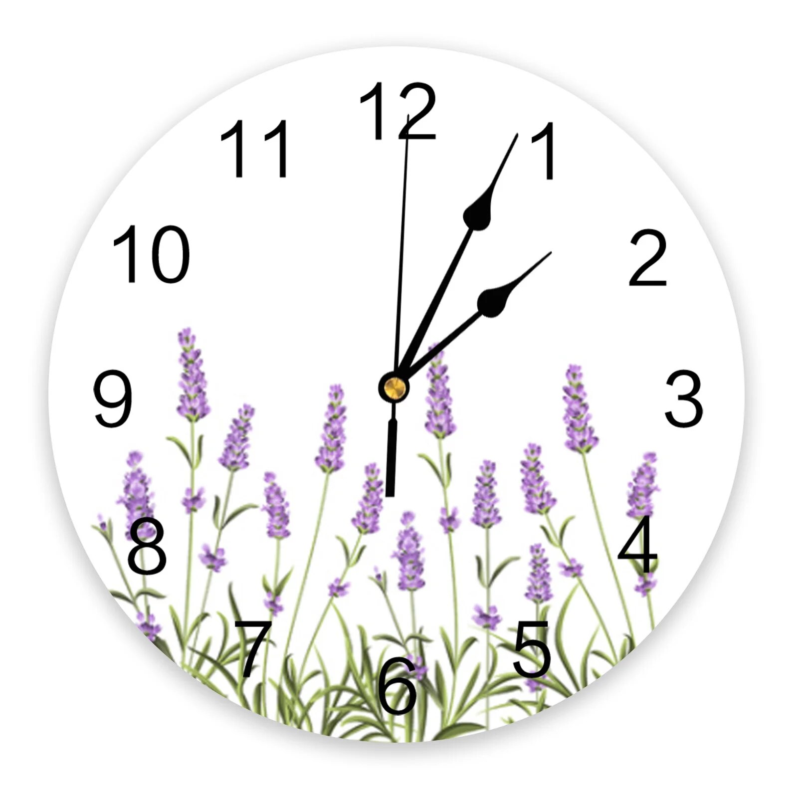 Purple Lavender Flower Wall Clock Large Modern Kitchen Dinning Round ...