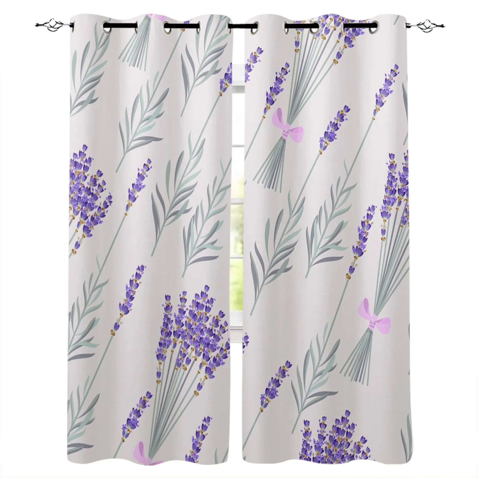 Purple Lavender Flowers Window Curtain For Living Room Bedroom Home ...