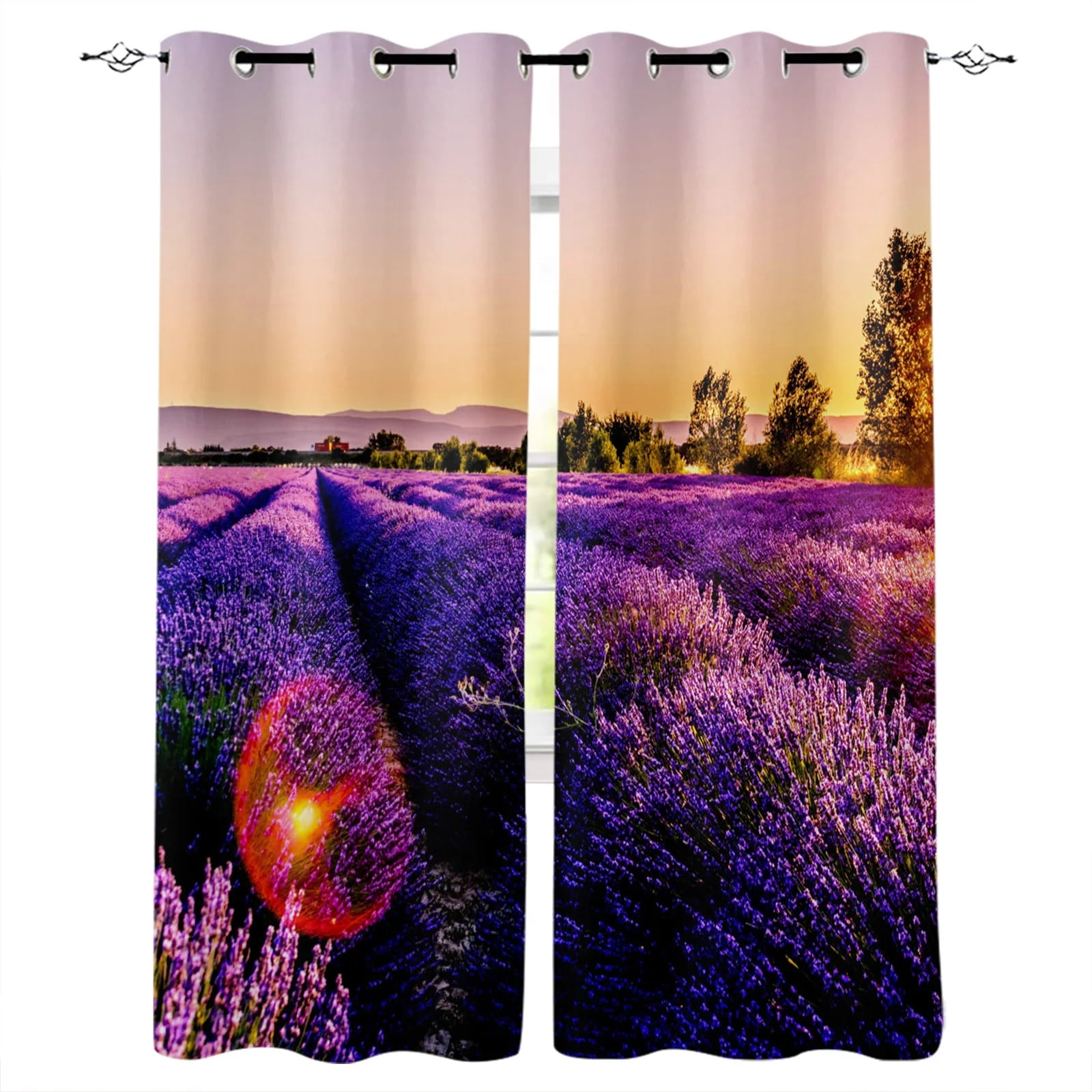 Purple Lavender Flowers Window Curtain For Living Room Bedroom Home ...