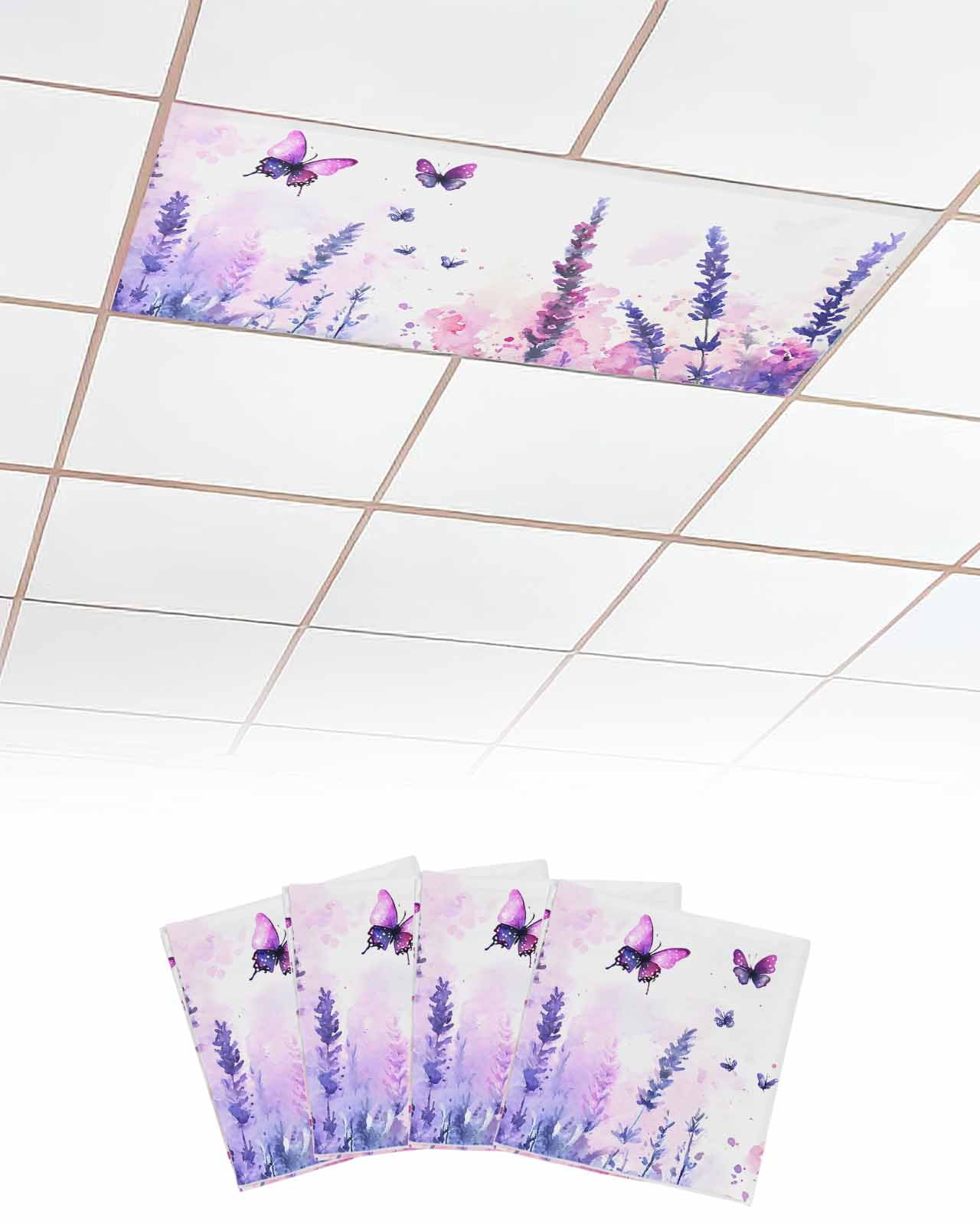 Purple Lavender Fluorescent Light Covers for Ceiling Lights 4x2 feet,4 ...