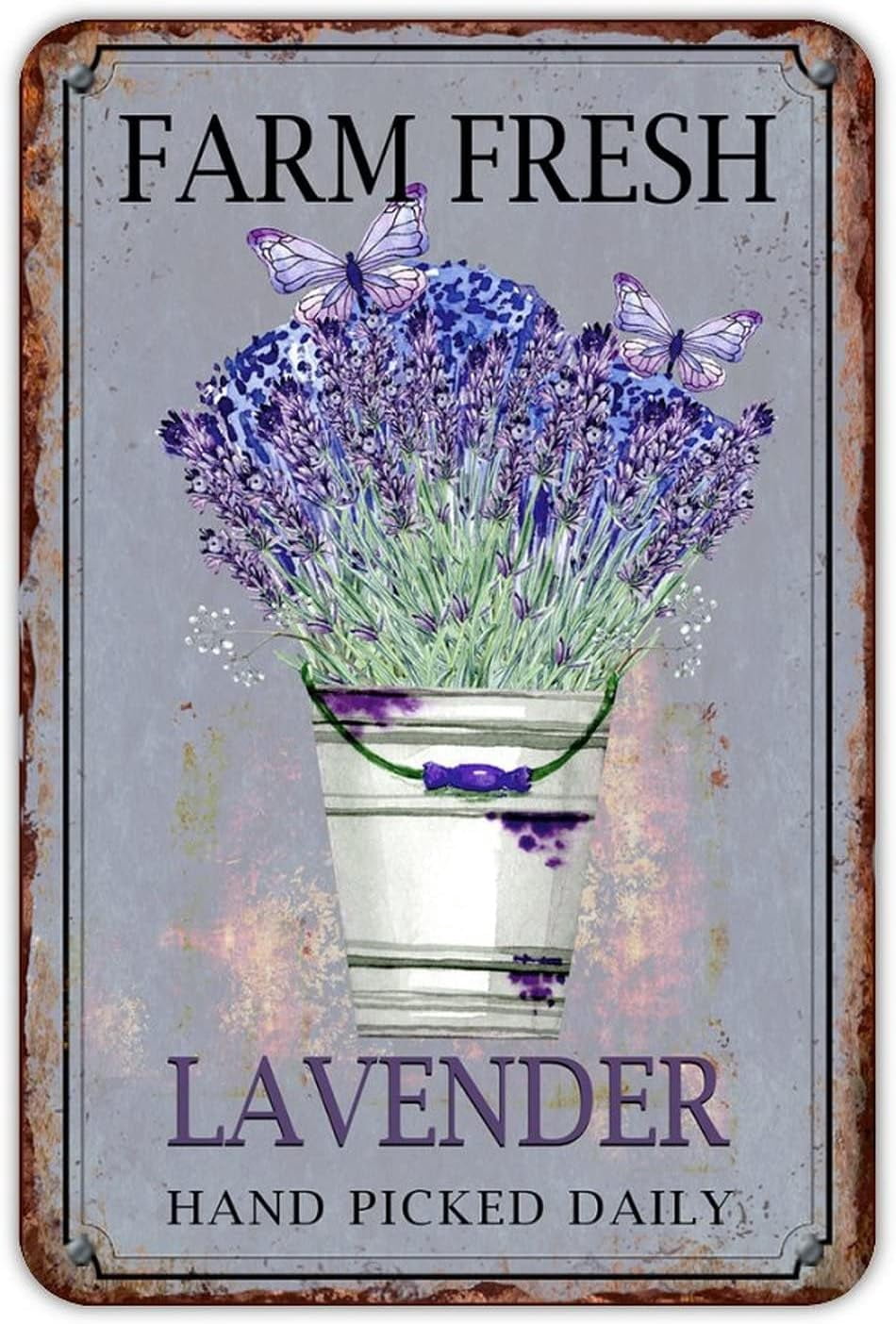Purple Lavender Fresh Flowers Market Metal Sign Lavender Decor Indoor ...