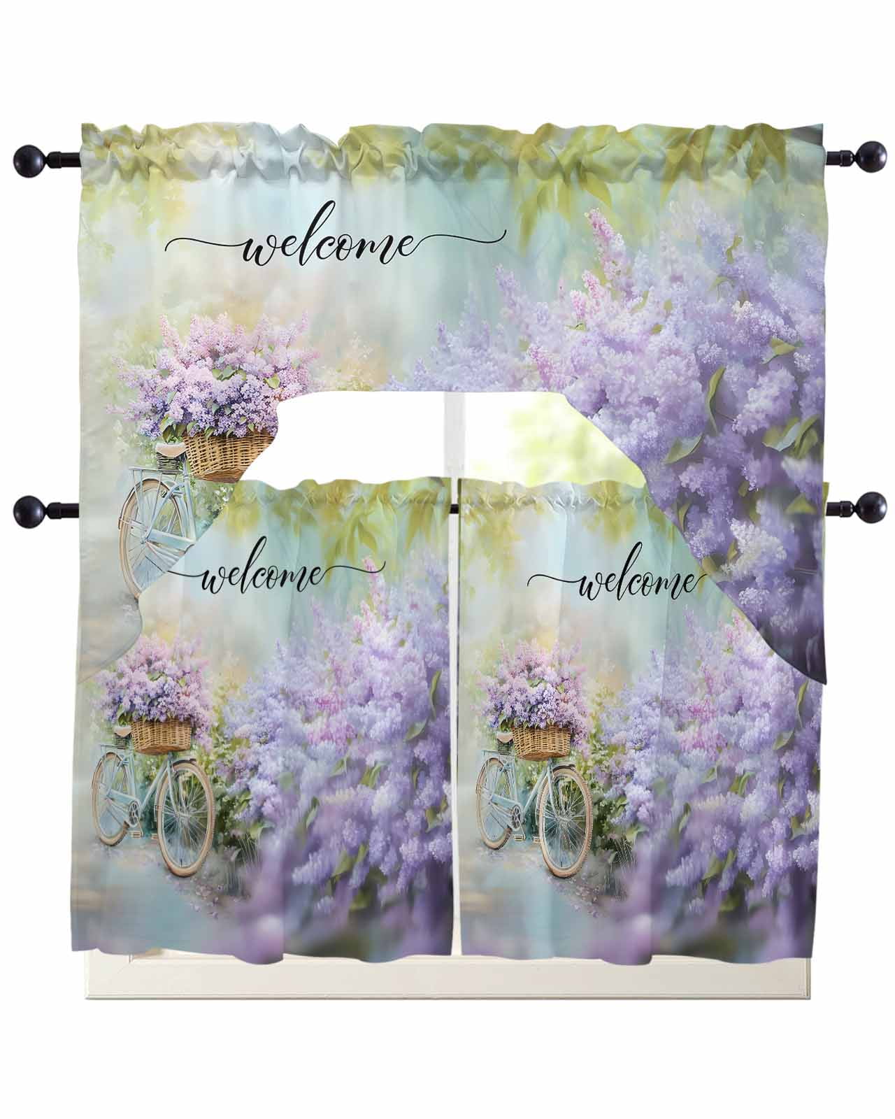 Purple Lavender Kitchen Curtains Swag Valance and Tier Curtains Set 24 ...