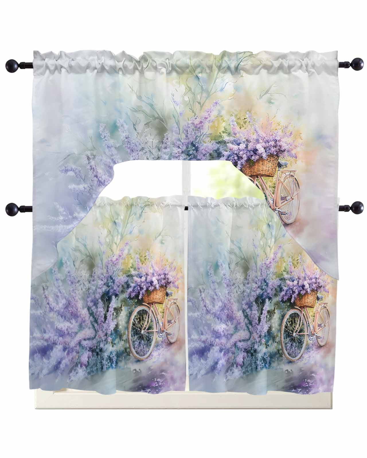 Purple Lavender Kitchen Curtains Swag Valance and Tier Curtains Set 36 ...