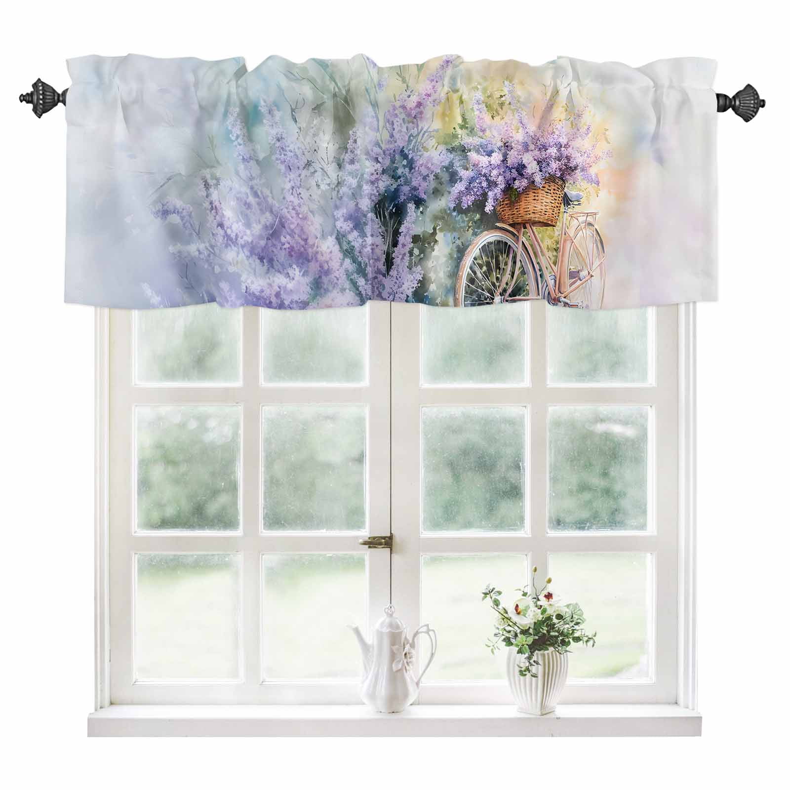 Purple Lavender Kitchen Valances for Windows 60x18 Inch Kitchen ...
