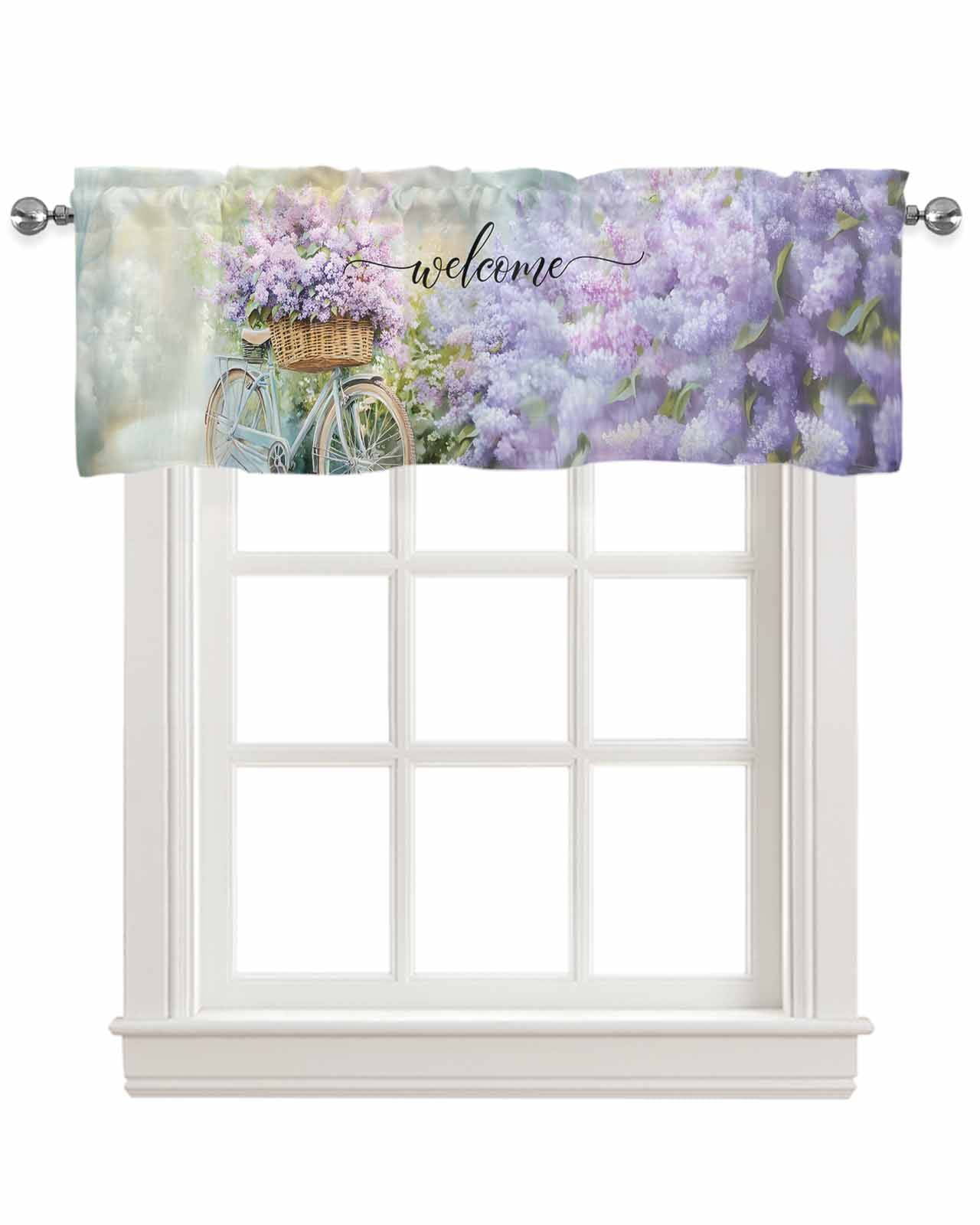 Purple Lavender Kitchen Valances for Windows Farmhouse Linen Window ...