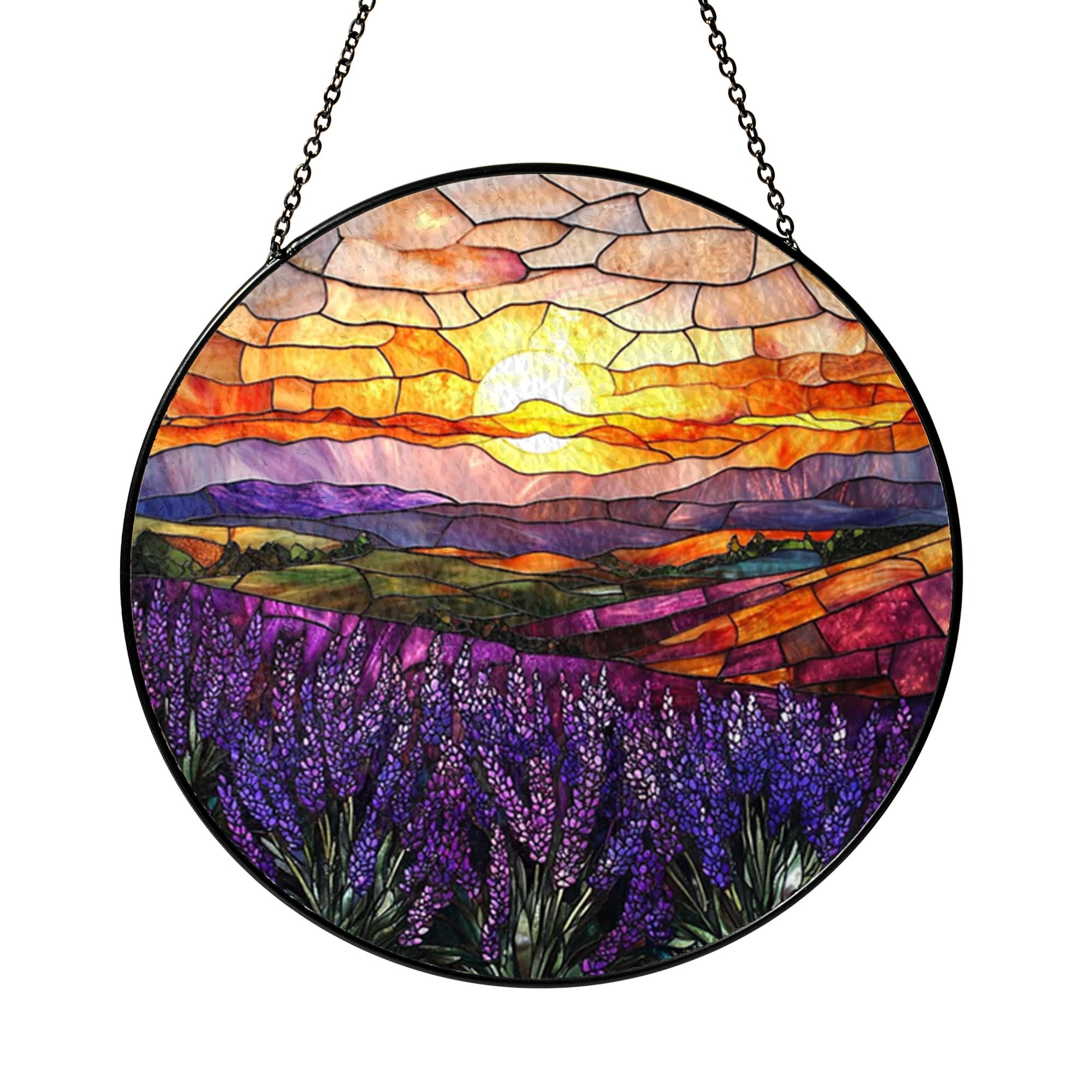 Purple Lavender Meadow Stained Glass Style Suncatcher – Decorative ...