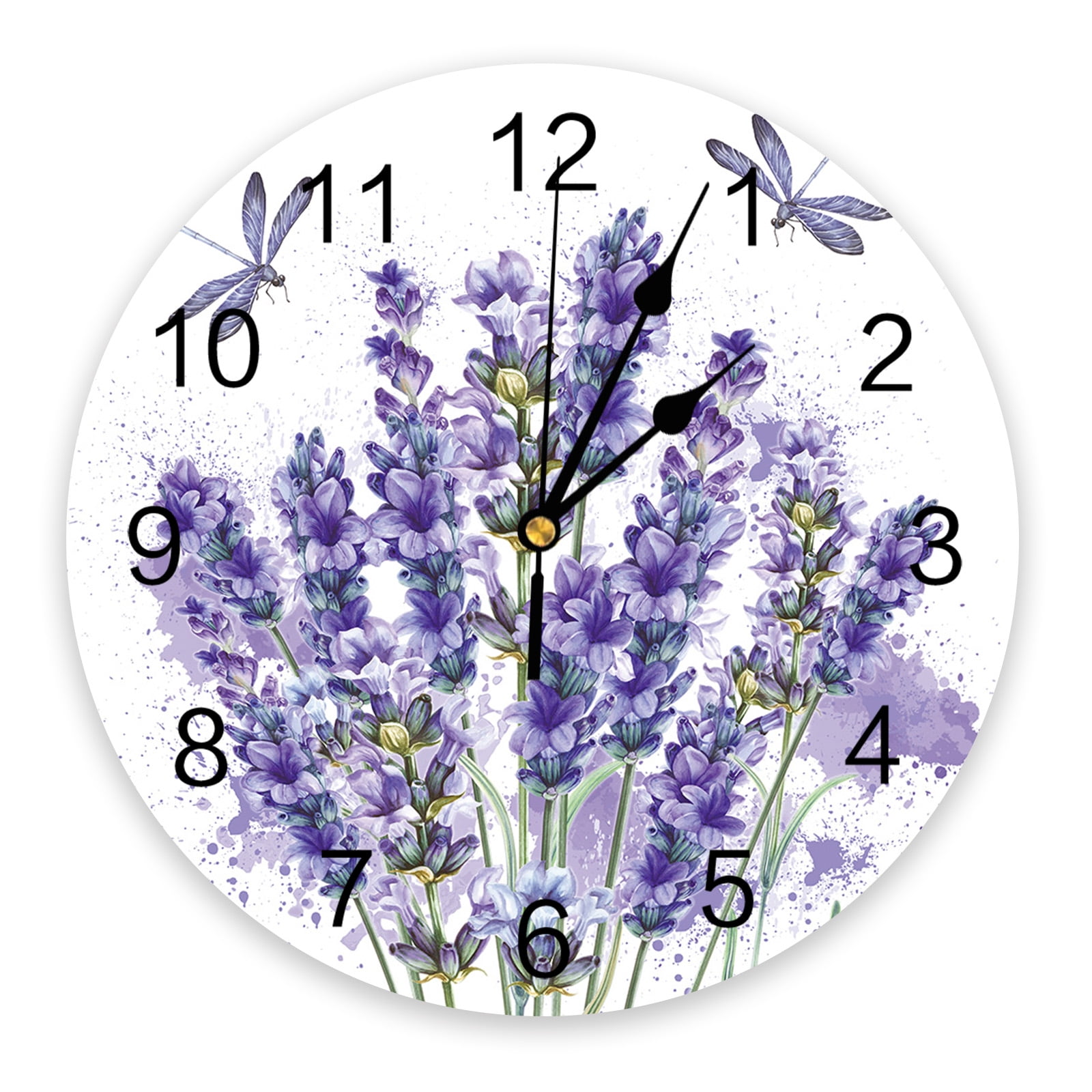 Purple Lavender PVC Wall Clock Modern Design Home Decor Bedroom Silent ...