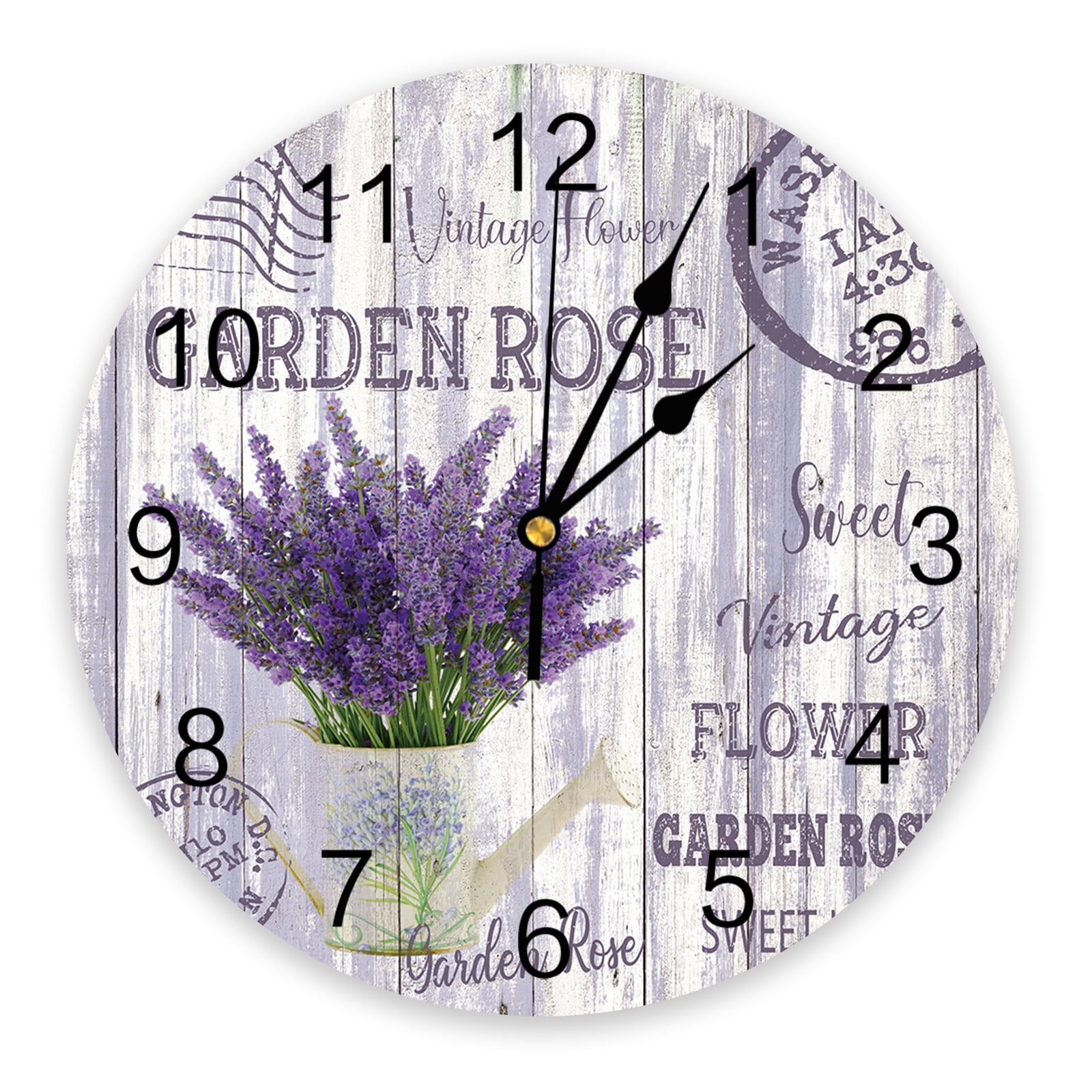Purple Lavender PVC Wall Clock Modern Design Home r Bedroom Silent ...