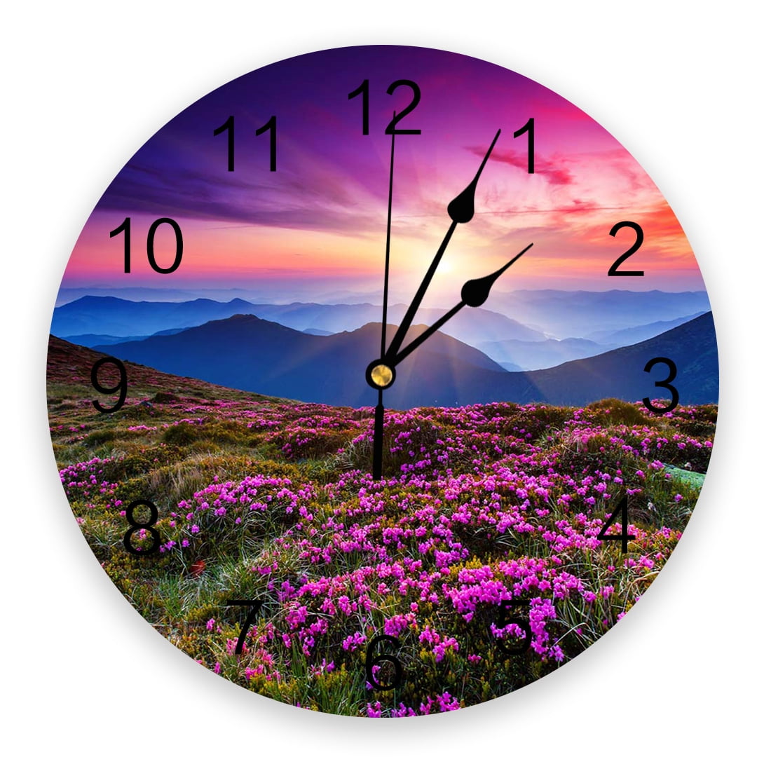 Purple Lavender PVC Wall Clock Modern Design Home r Bedroom Silent ...