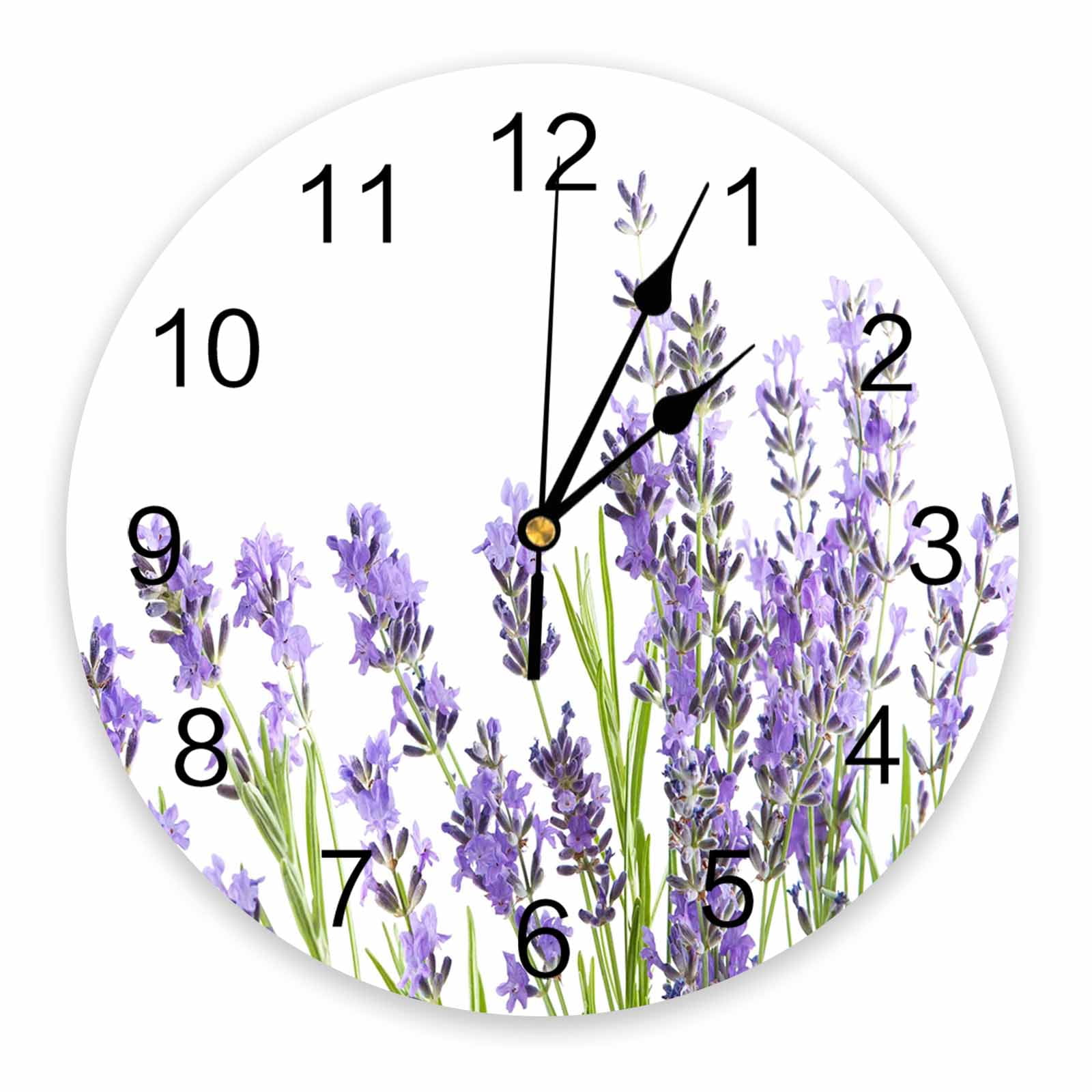 Purple Lavender PVC Wall Clock Modern Design Home r Bedroom Silent ...