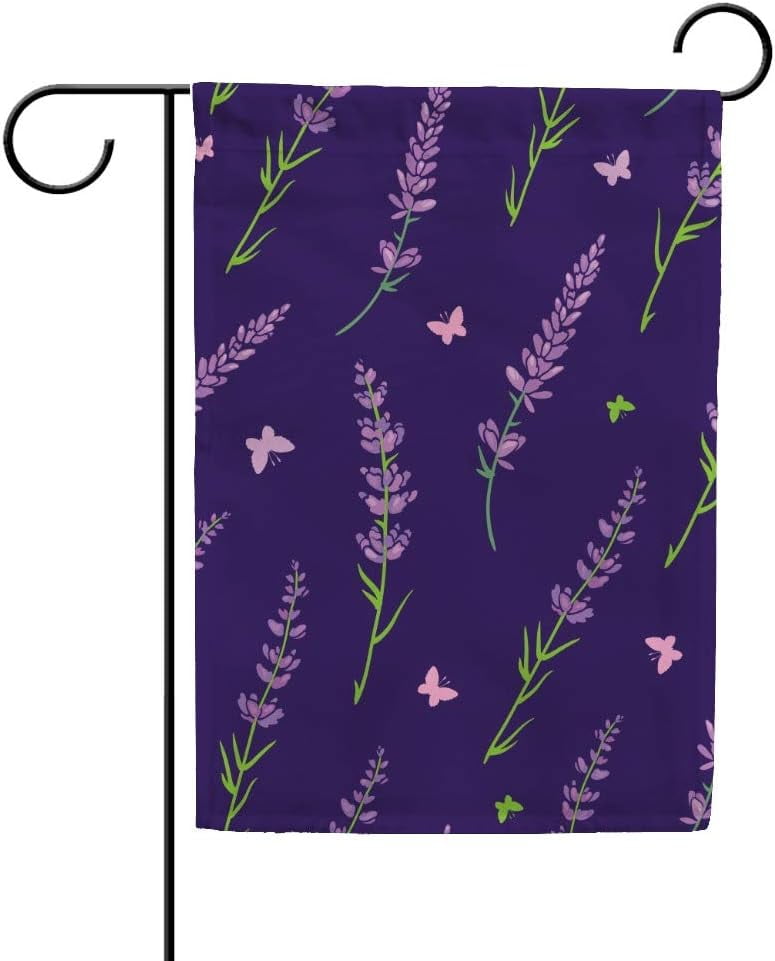 Purple Lavender Pattern Garden Flag Vertical Double Sided Yard Flag ...