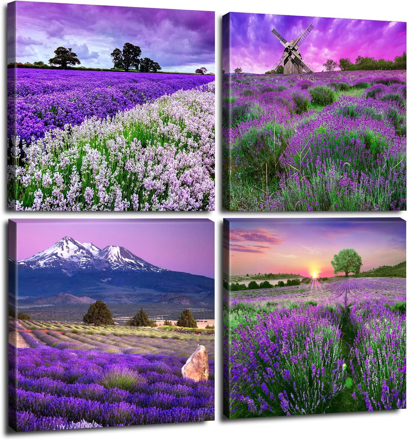 Purple Lavender Pictures Purple Bathroom Wall Decor Nature Mountain ...