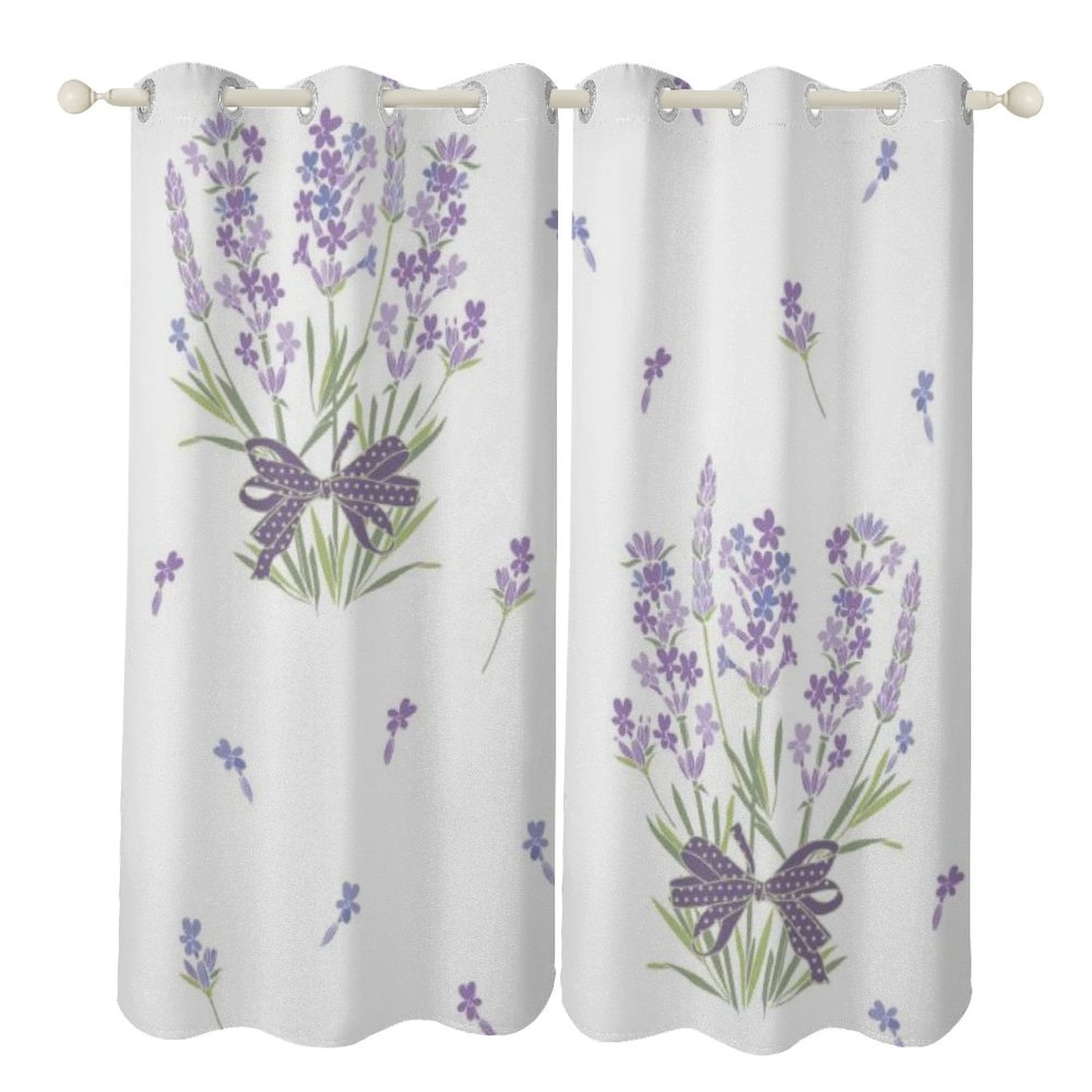Purple Lavender Print 2 Panels Curtains for Bedroom Living Room Drapes ...