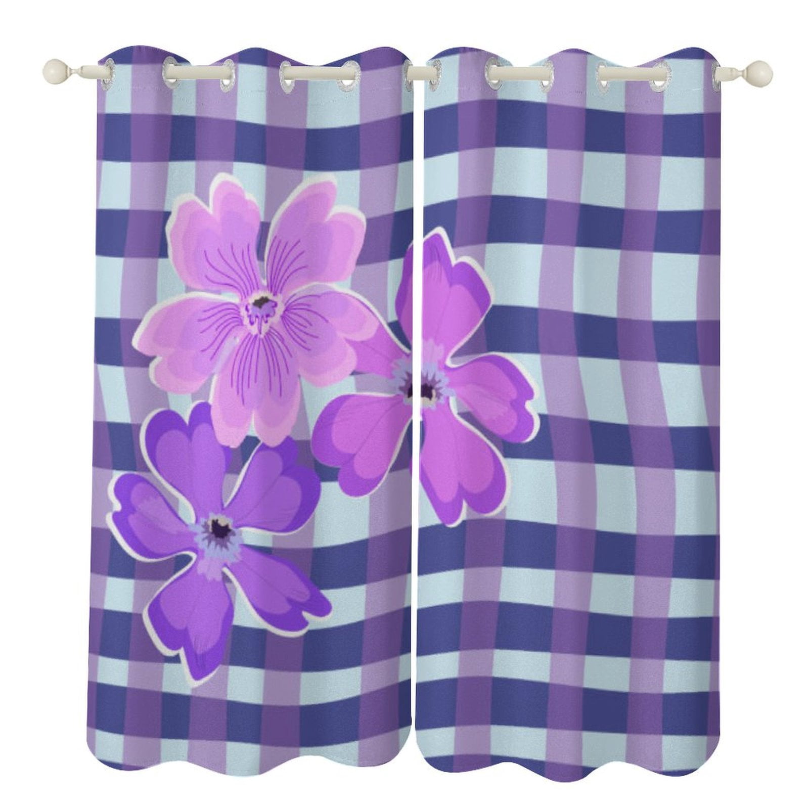 Purple Lavender Print Luxury Window Curtains Blinds for Living Room ...