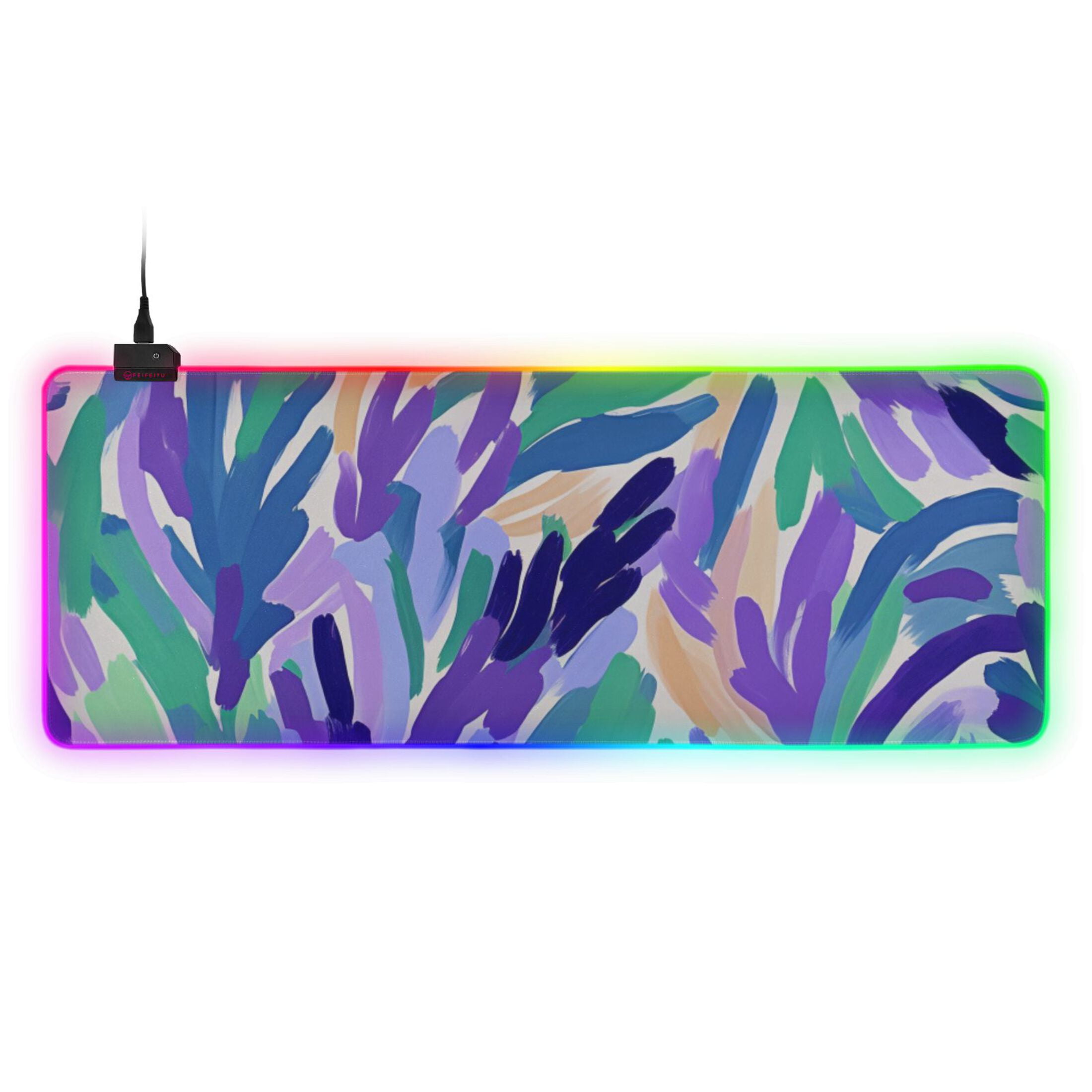 Purple Lavender RGB Gaming Mouse Pad Large Keyboard Mat Rubber Base 13 ...